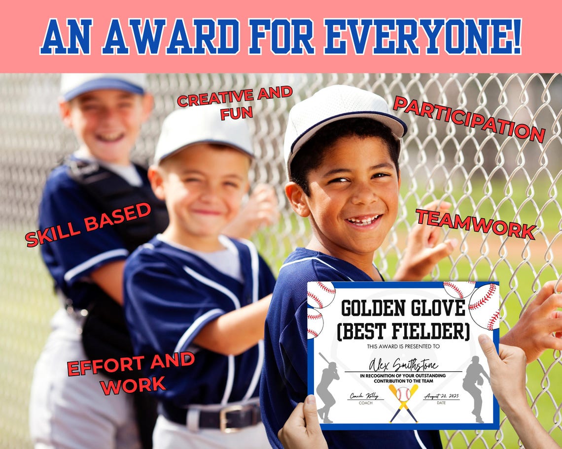 Editable Baseball Awards, Funny Baseball Awards, End of Season Award ...
