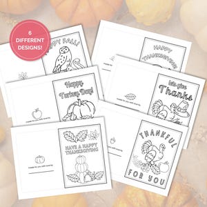 Thanksgiving Kids Coloring Cards, Kids Thanksgiving Craft Activity ...