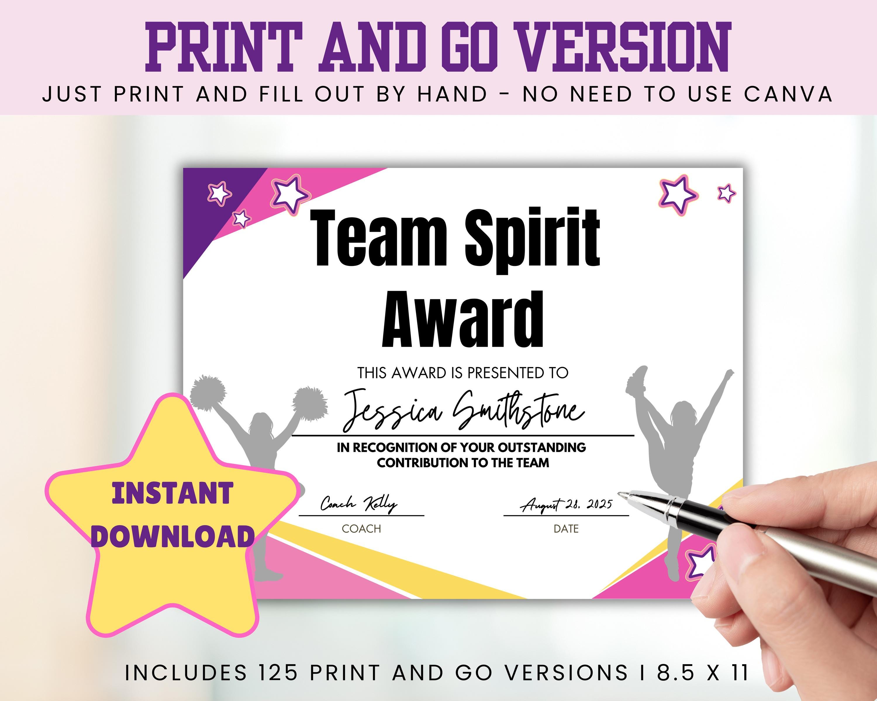 Editable Cheerleading Awards, Funny Cheerleading Awards, End of Season ...