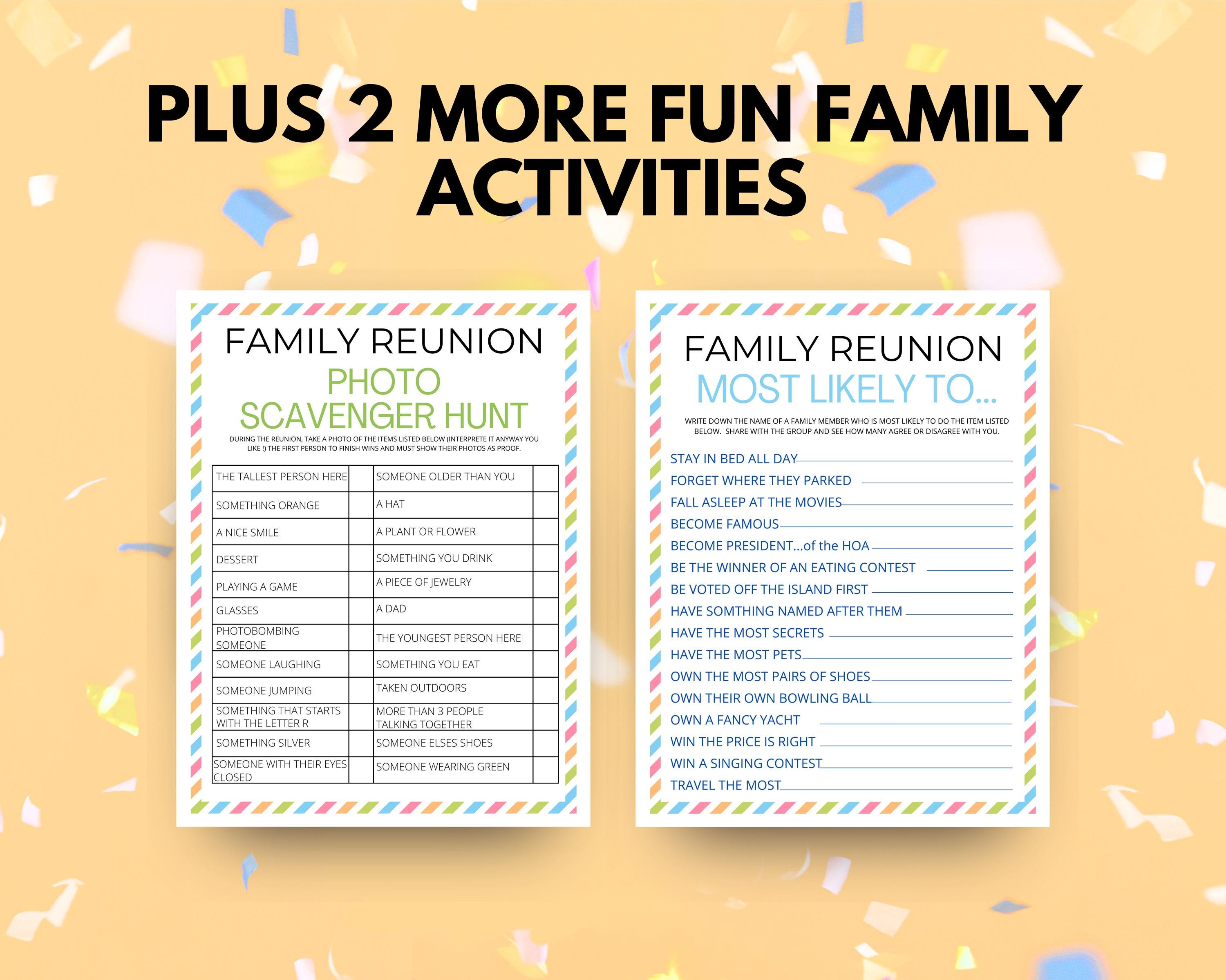 Family Reunion Activity Bundle, Family Activity, Reunion Games, Family ...
