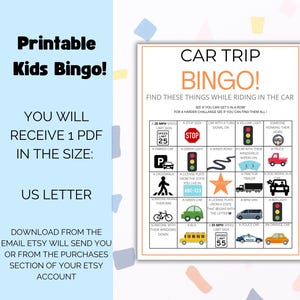 Kids Car Trip Bingo, Kids Car Games, Car Trip Game for Kids, Kids Bingo ...