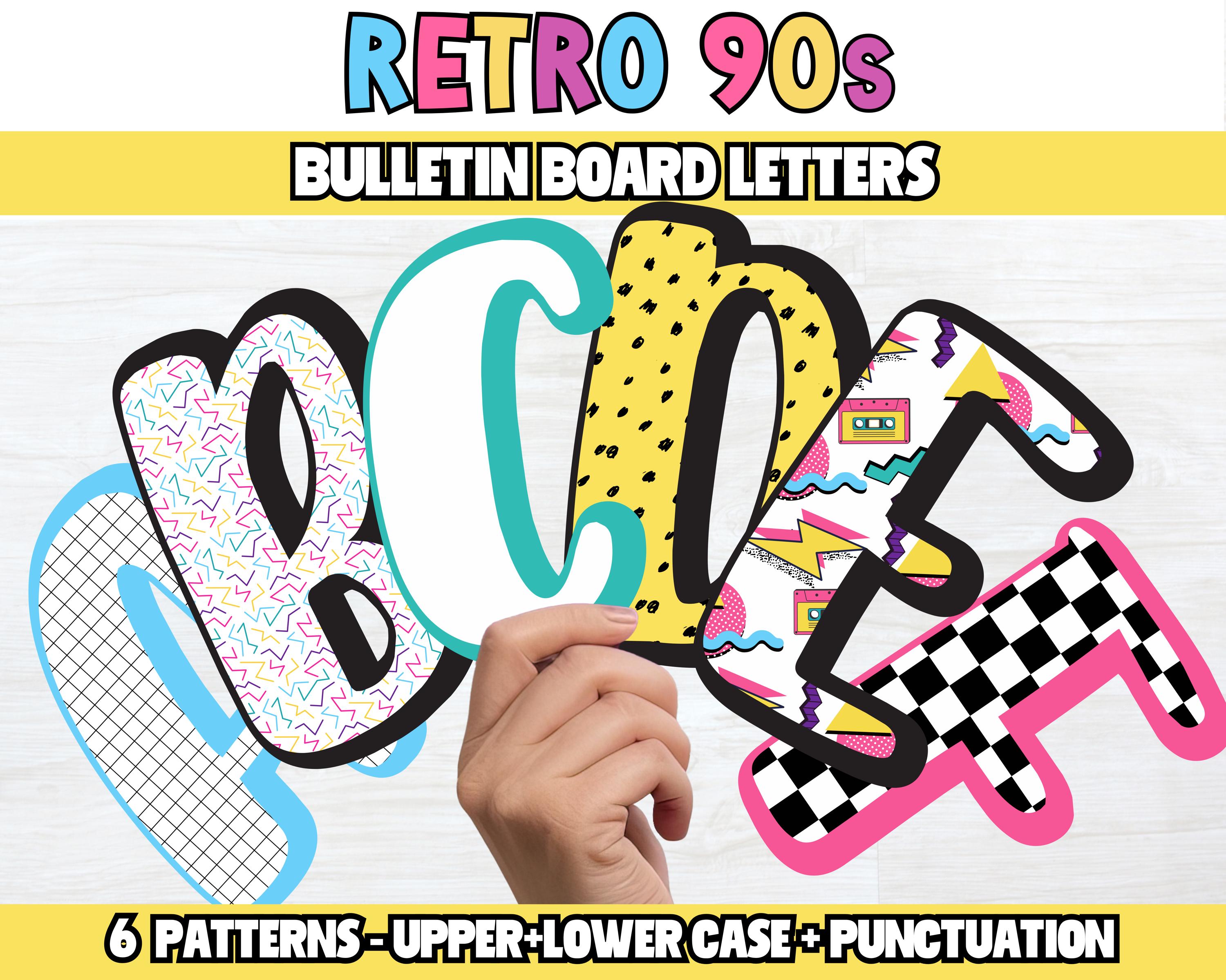 Retro 90s Bulletin Board Letters, Retro Bulletin Board Alphabet Kit ...