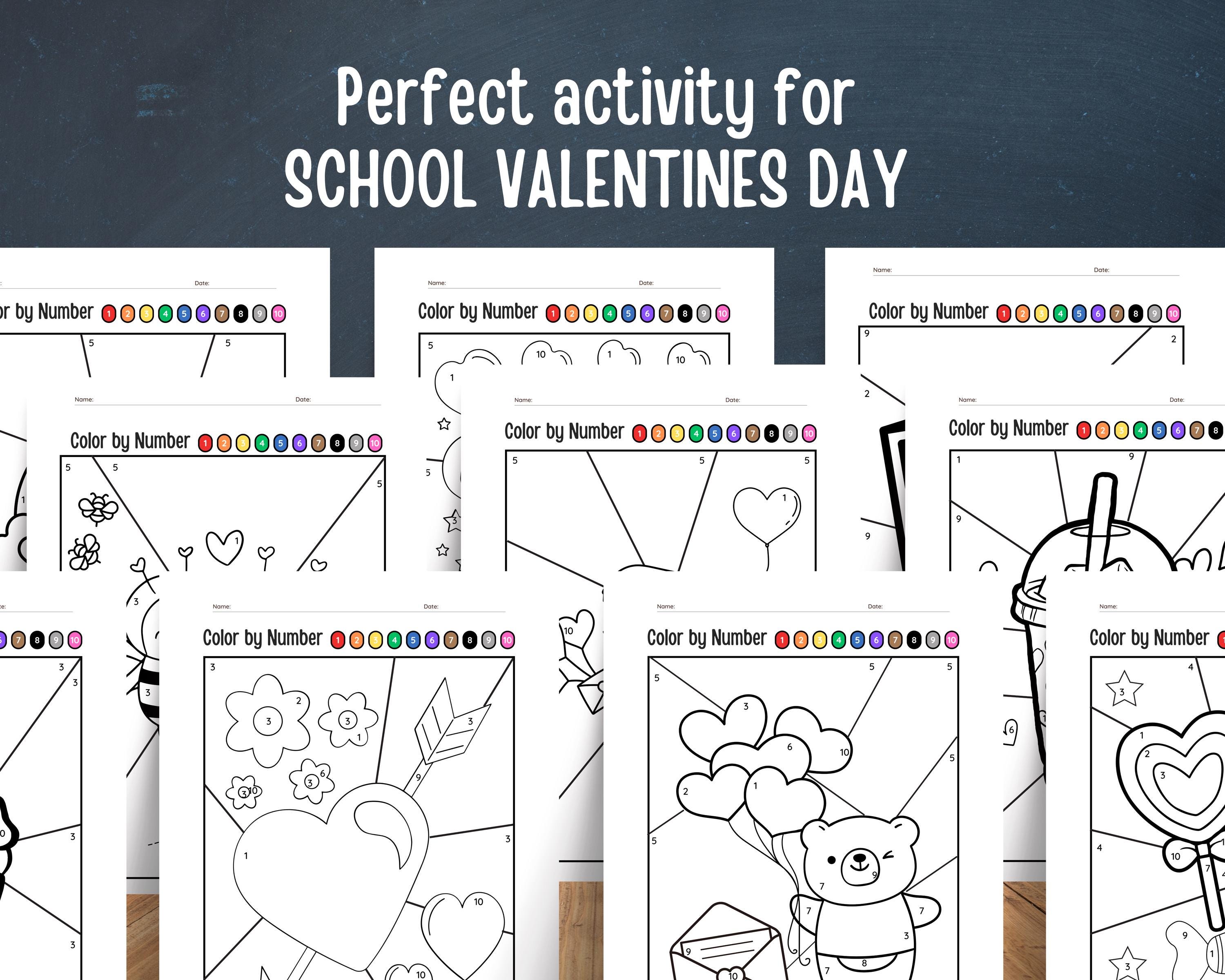 Valentines Day Color by Number, Kids Valentines Day Coloring Pages ...