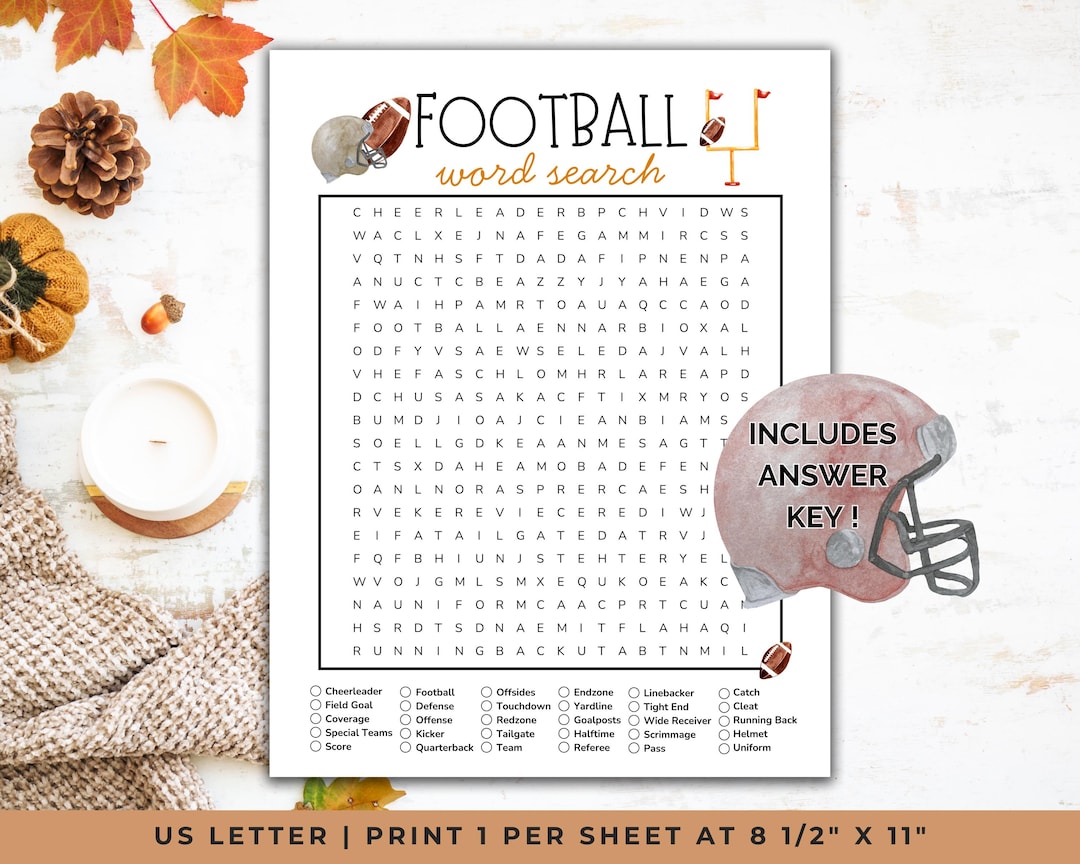 Football Word Search, Word Search for Adults, Printable Football ...