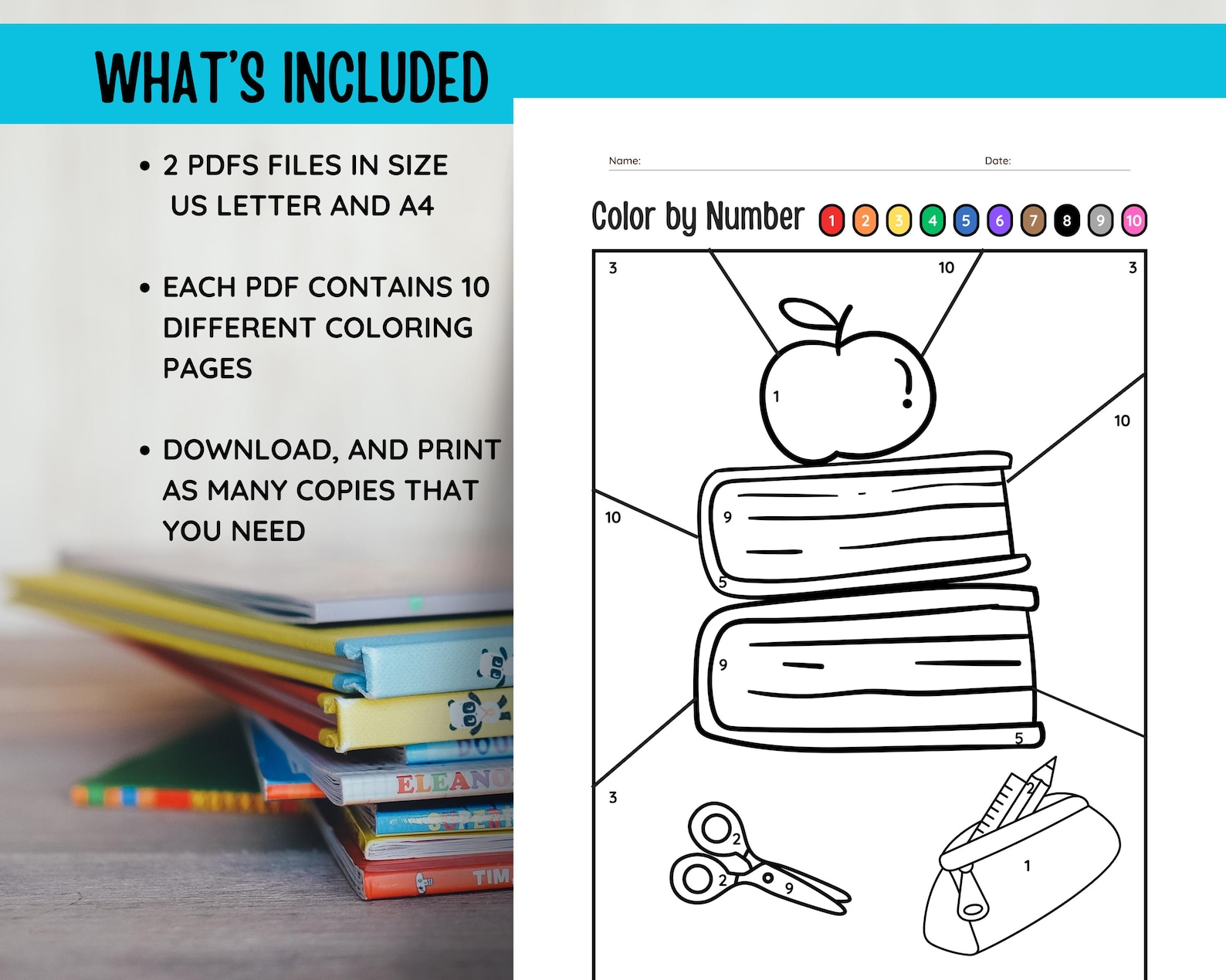 100th Day of School Color by Number, Kids 100th Day of School Coloring ...