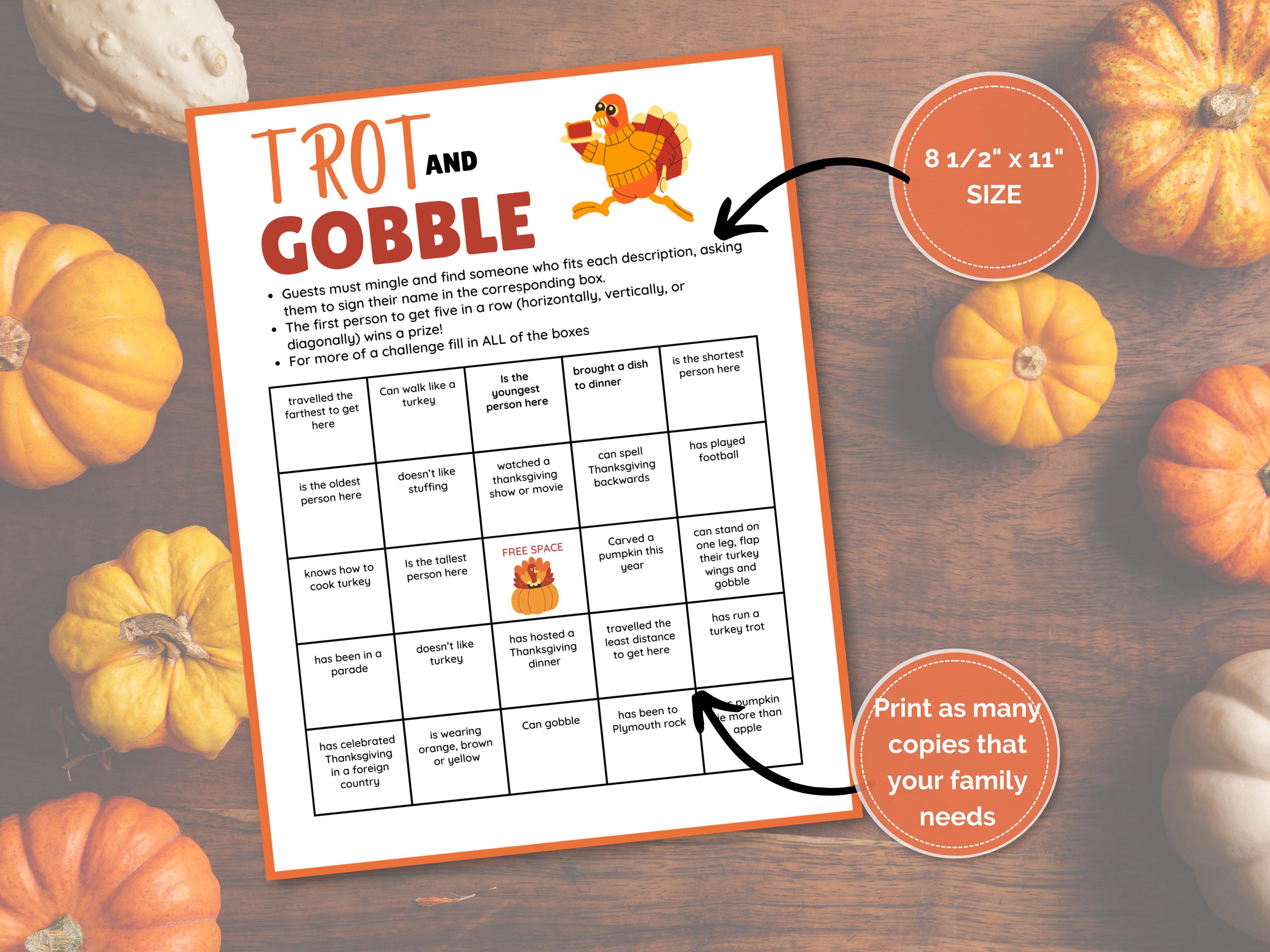 Thanksgiving Bingo, Thanksgiving Dinner Game, Thanksgiving Family ...