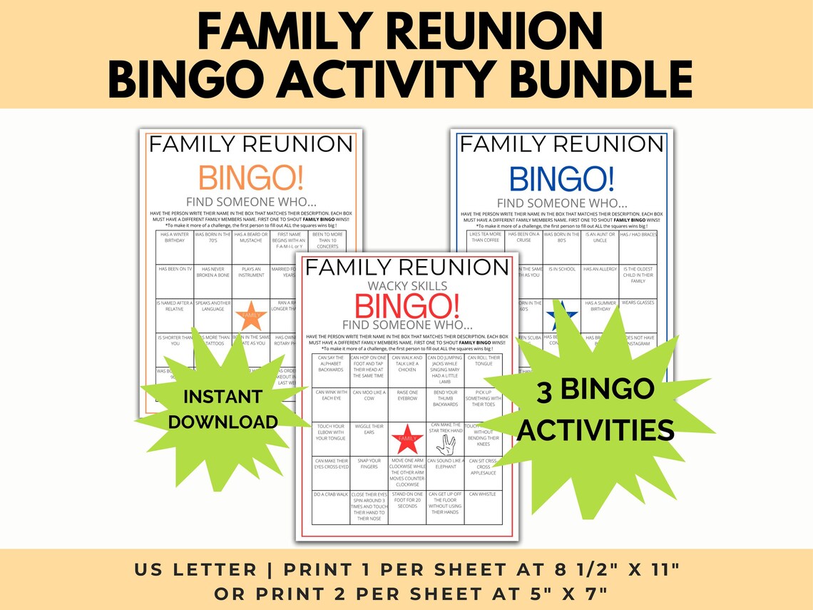 Family Reunion - Just Bingo Activity Pack, Family Reunion Games ...