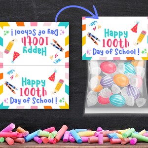 100th Day of School Treat Tags, 100th Day Treat Bag Tags, 100 Days ...