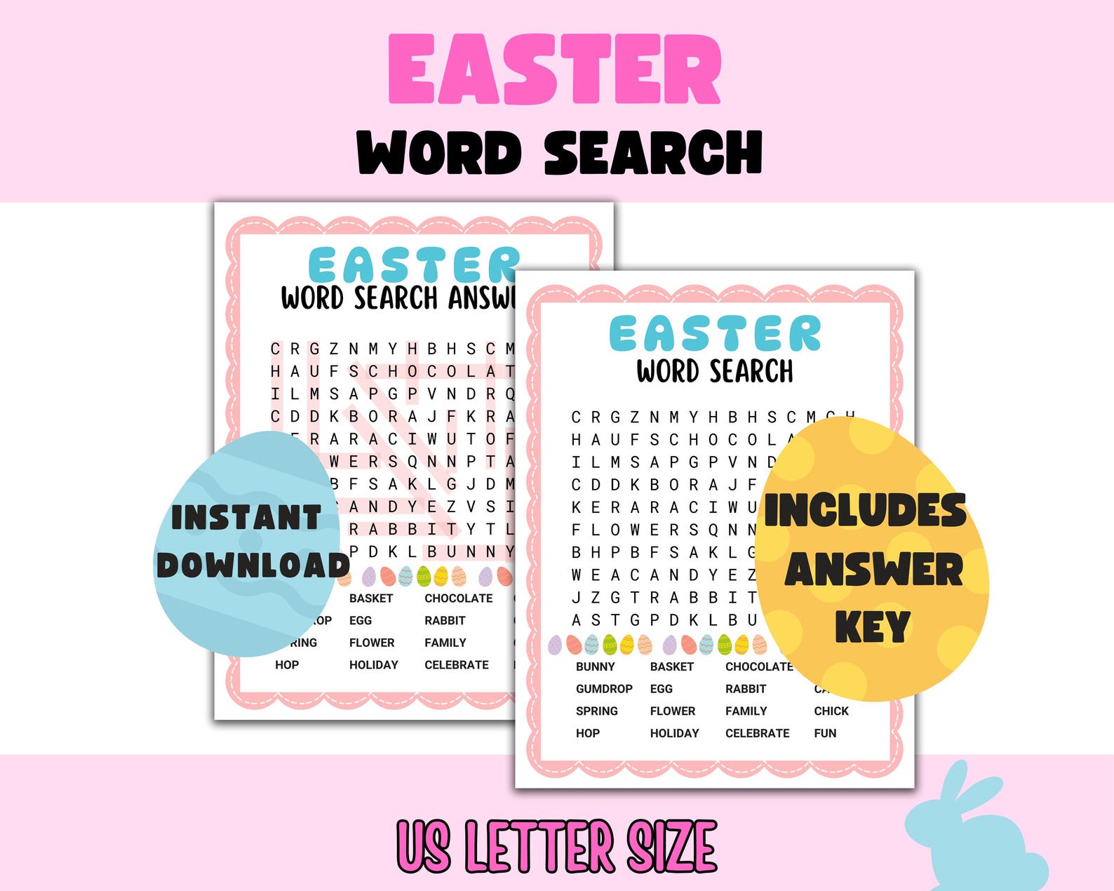 Easter Word Search Puzzle for Kids, Easter Word Find, Kids Easter Games ...