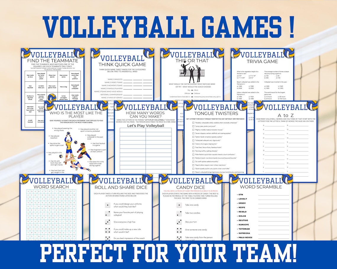 Printable Volleyball Games, Volleyball Team Building Games, Volleyball ...