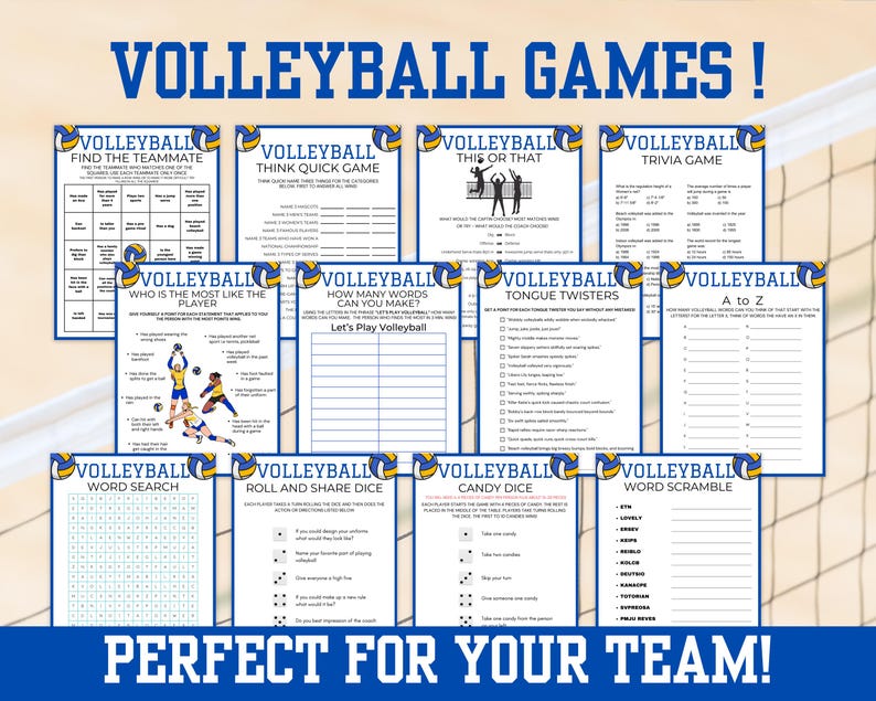 Printable Volleyball Games, Volleyball Team Building Games, Volleyball ...