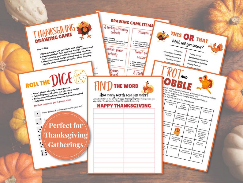 Thanksgiving Family Game Bundle, Thanksgiving Dinner Games ...