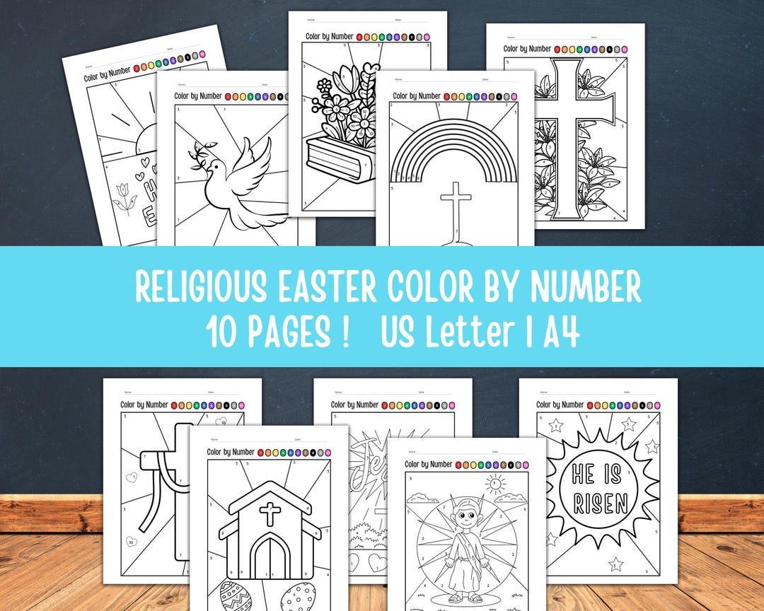 Easter Color by Number, Christian Kids Easter Coloring Pages, Sunday ...