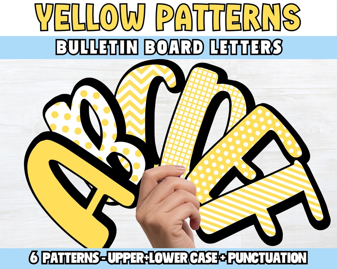 Yellow Patten Bulletin Board Letters, Solid Yellow Bulletin Lettering ...