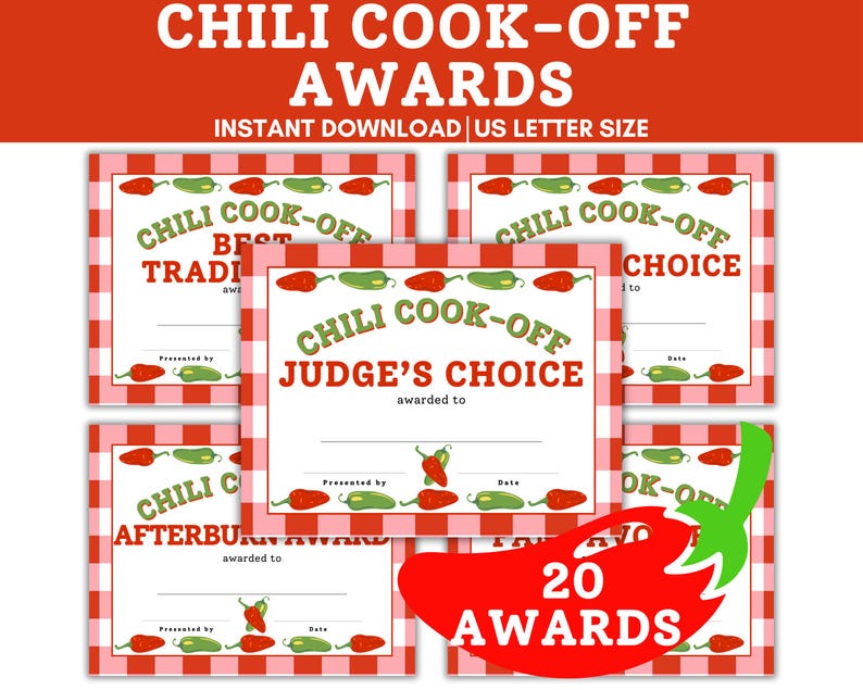 Chili Cook-off Awards, Chili Contest Awards, Funny Chili Competition ...