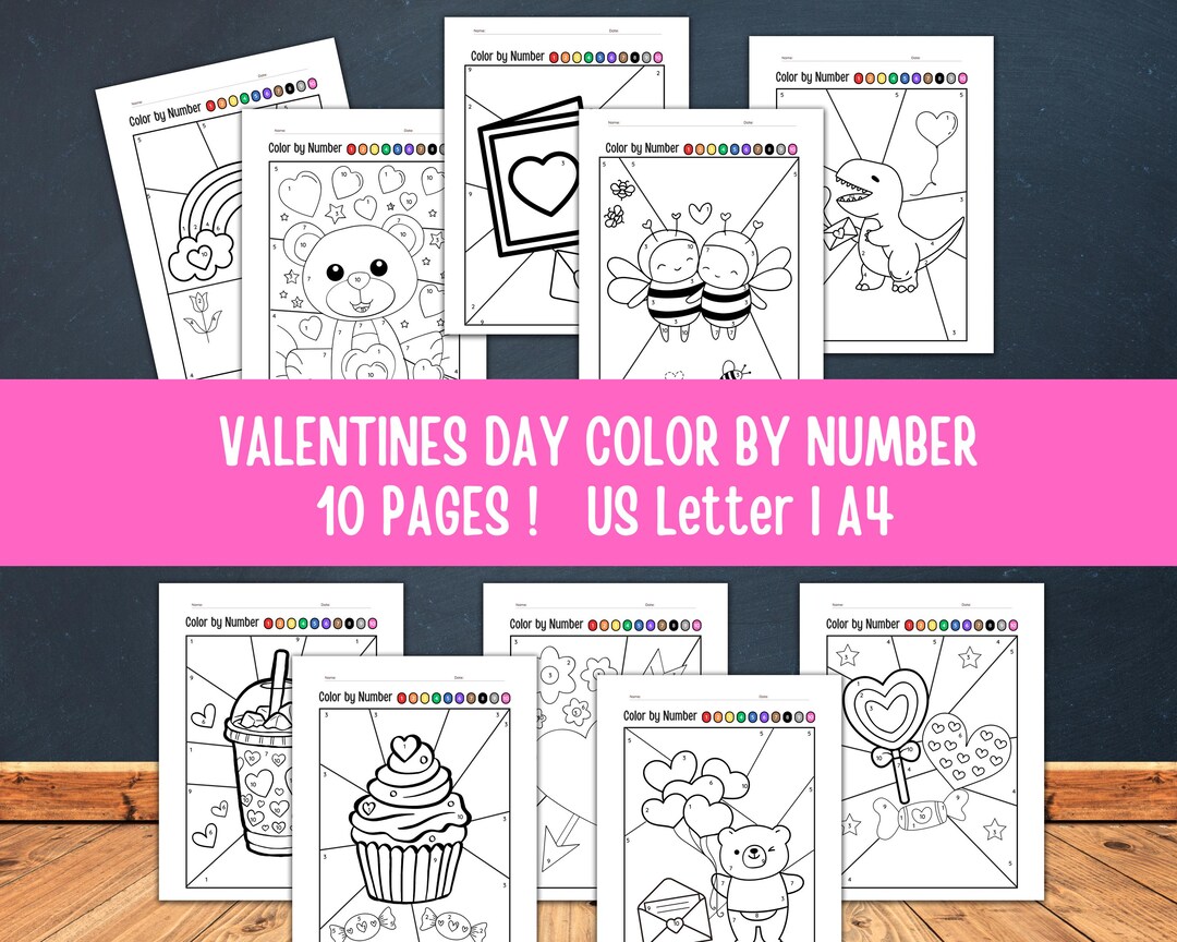 Valentines Day Color by Number, Kids Valentines Day Coloring Pages ...