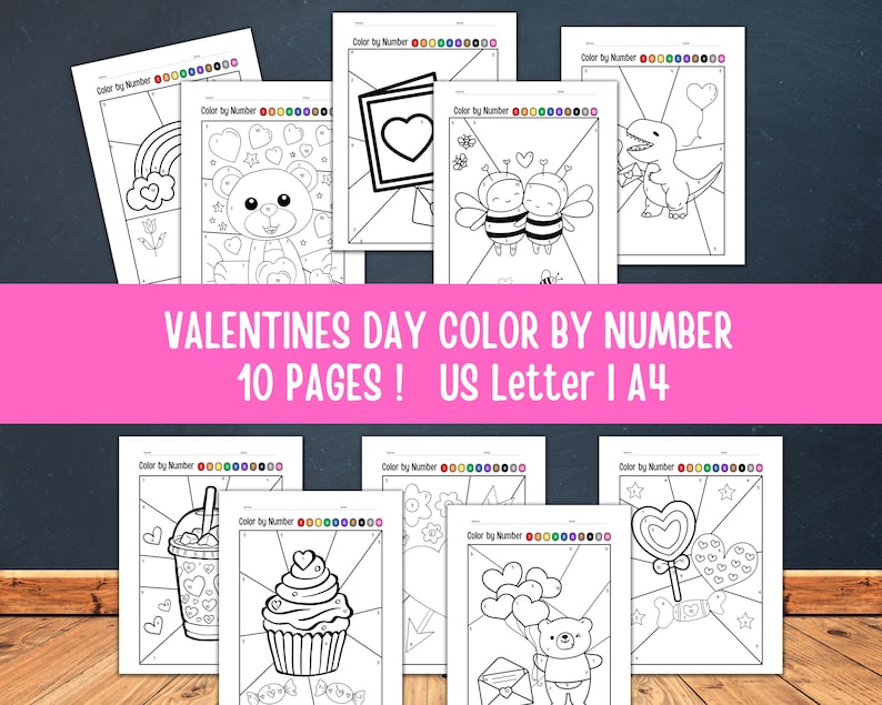 Valentines Day Color by Number, Kids Valentines Day Coloring Pages ...