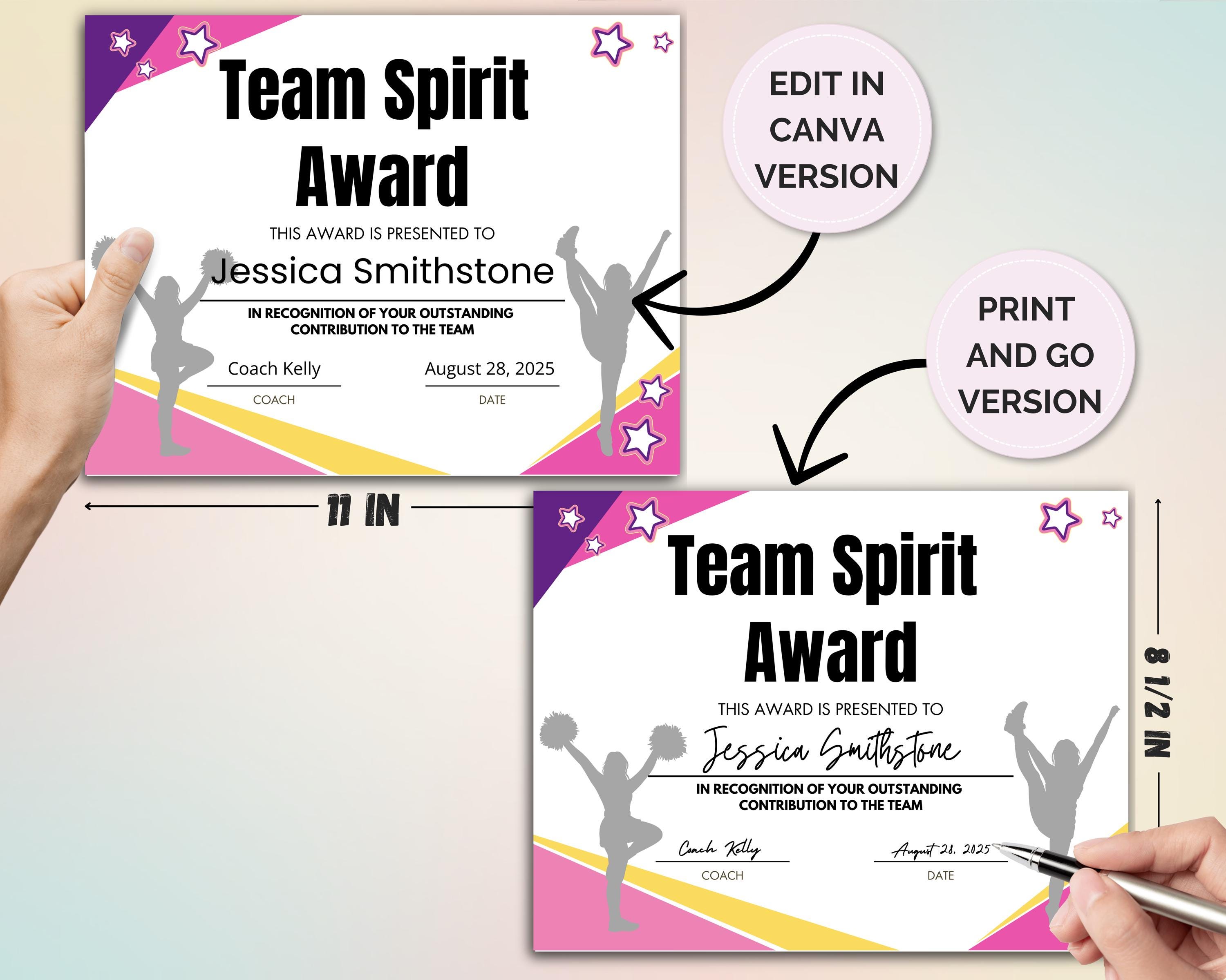Editable Cheerleading Awards, Funny Cheerleading Awards, End of Season ...
