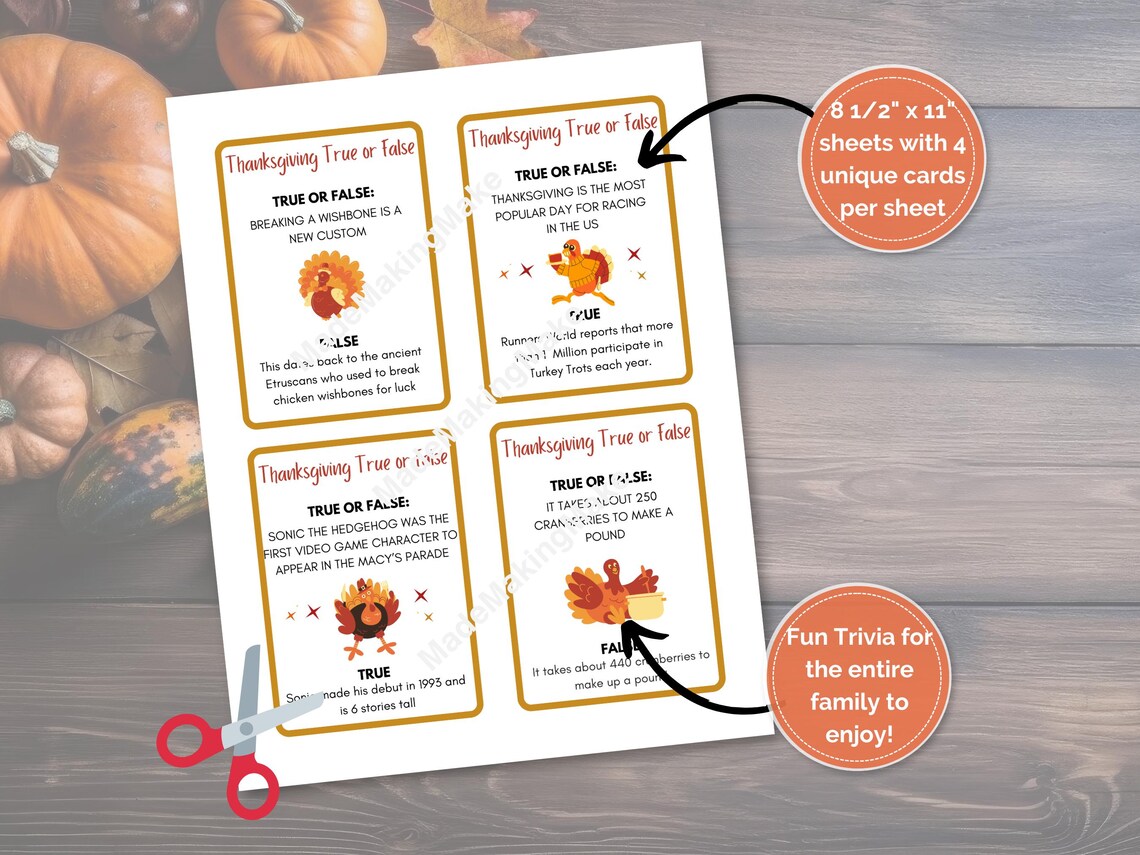 Thanksgiving Trivia, Thanksgiving Trivia Game, Thanksgiving Game ...