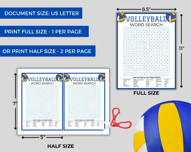 Volleyball Word Search Game, Volleyball Team Building Activity ...