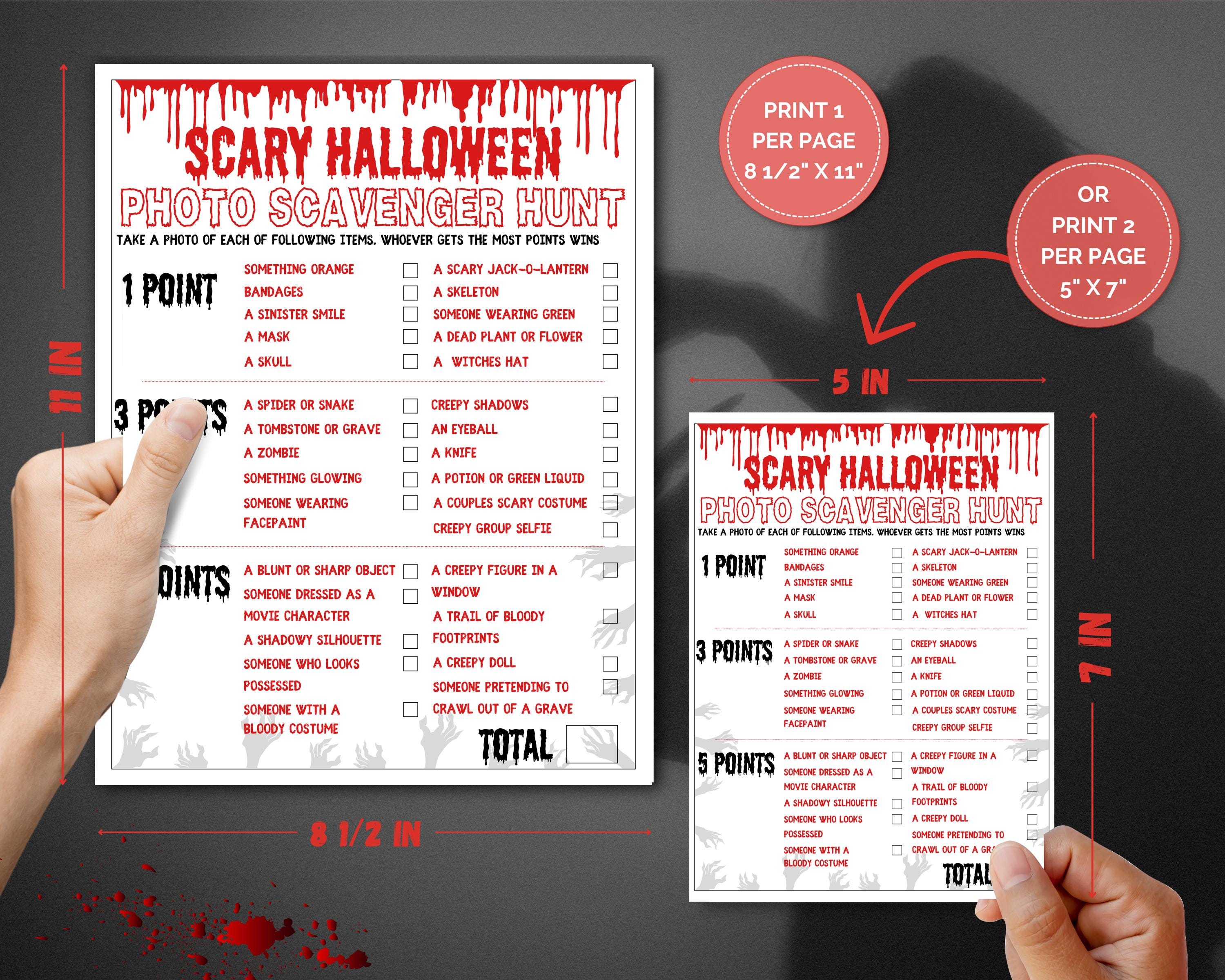 Scary Halloween Scavenger Hunt, Scary Halloween Games, Spooky Scavenger ...