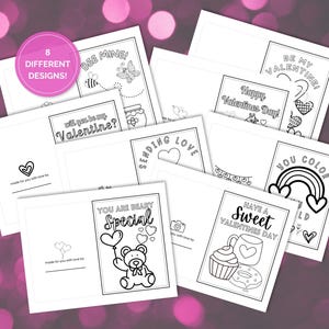 Kids Coloring Valentine's Card Bundle, Printable Valentines Crafts ...