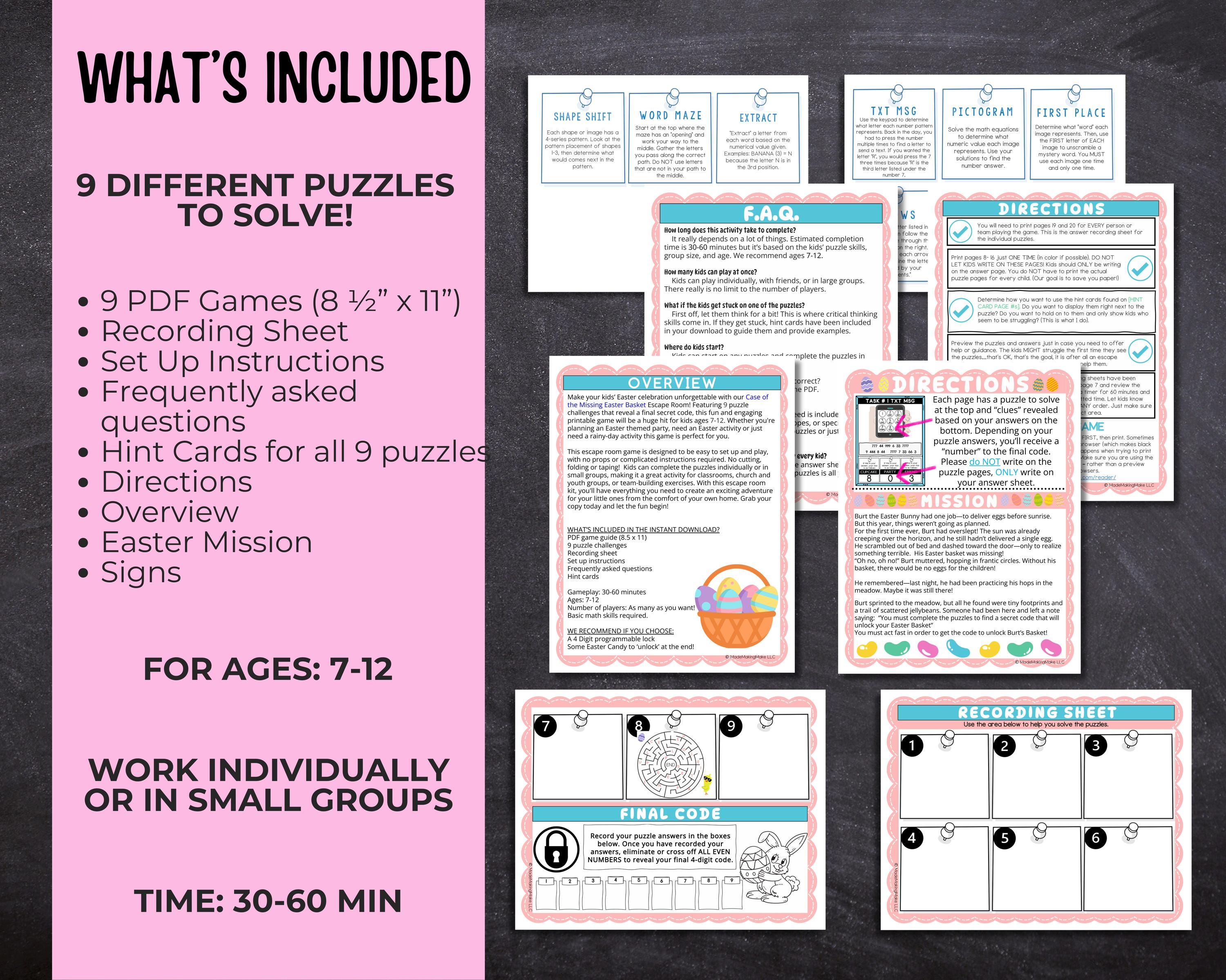 Easter Escape Room for Kids, Printable Escape Room for Kids, Easter ...