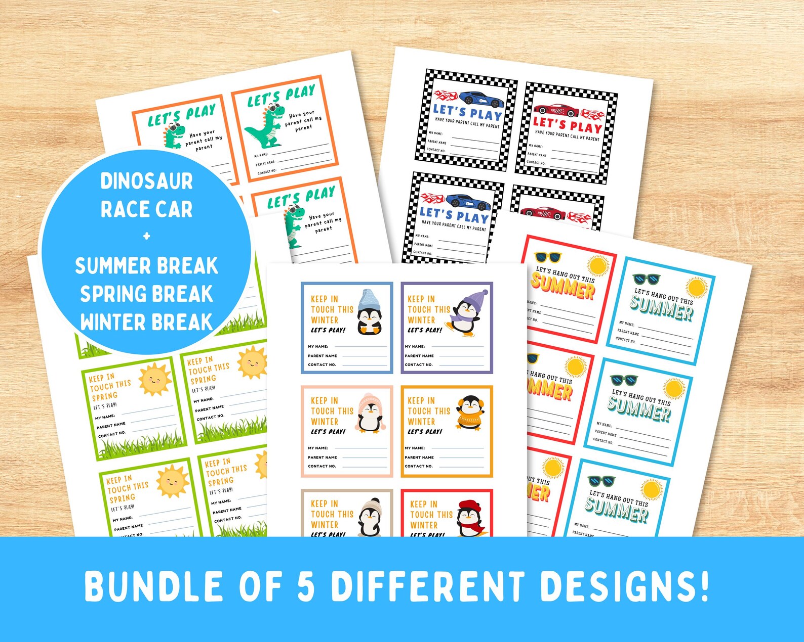 Kids Playdate Cards, Parent Contact Cards, Kids Business Cards, Keep in ...