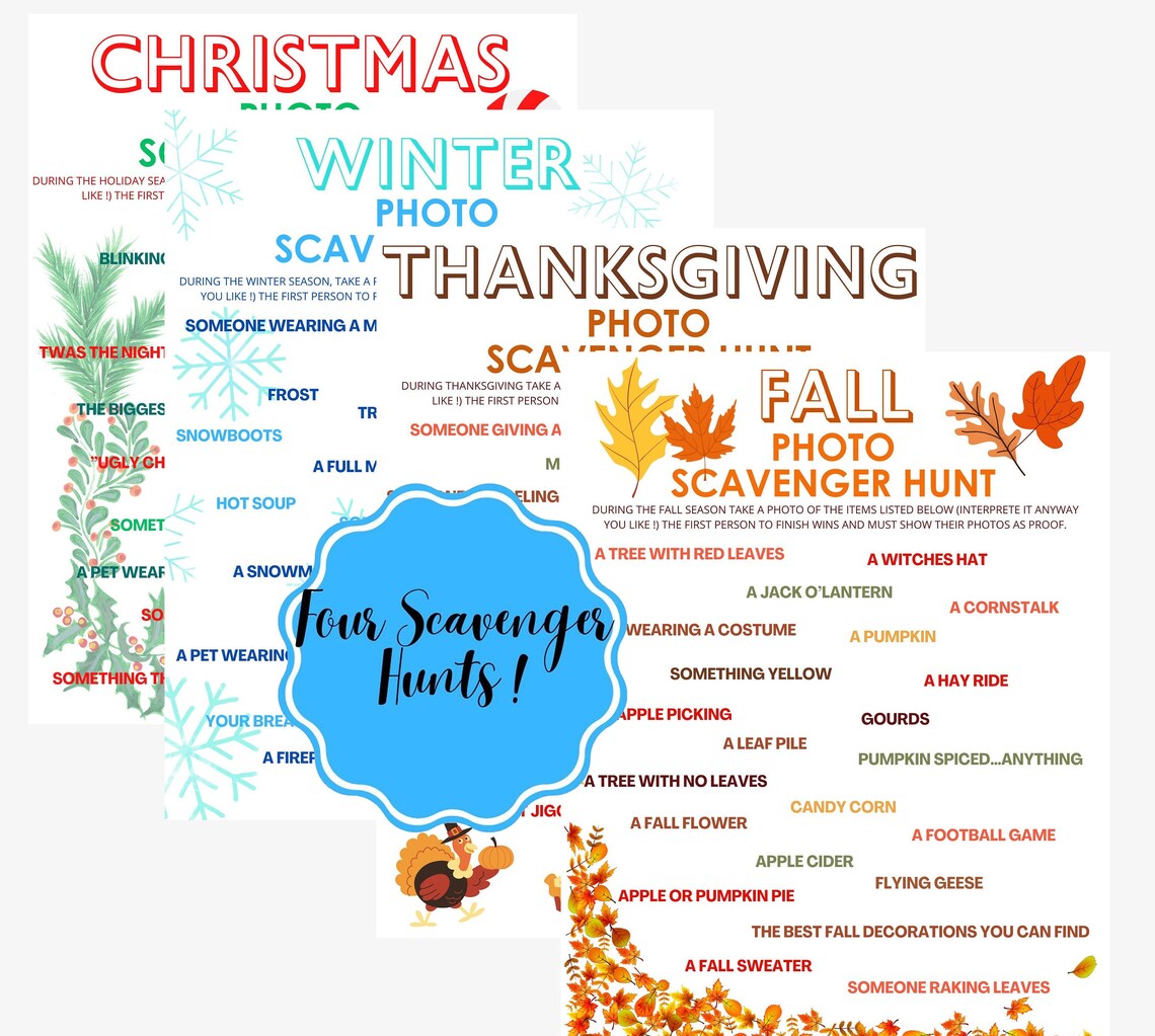 Printable Scavenger Hunt Pack, Fall Scavenger Hunt, Fun Scavenger ...