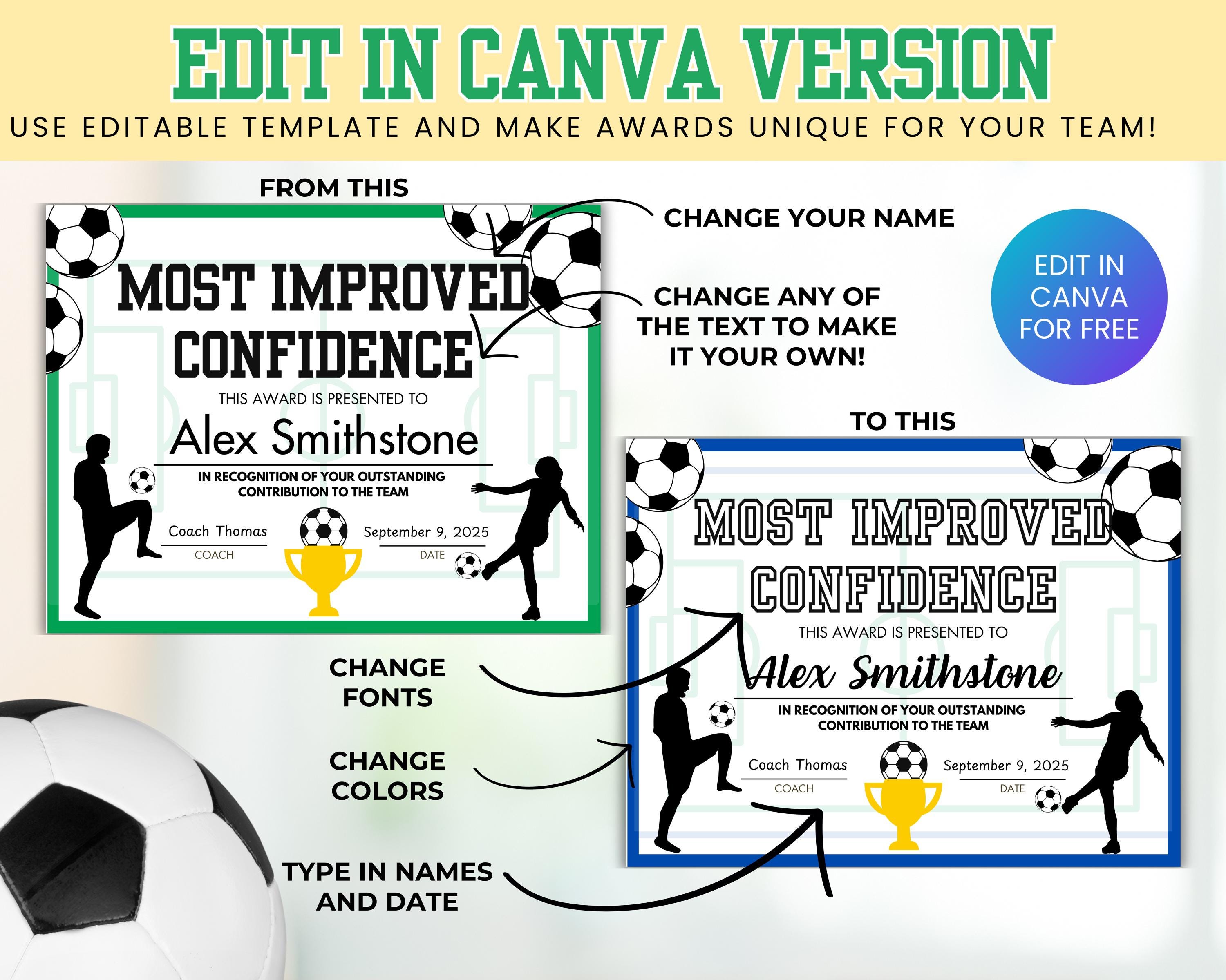 Editable Soccer Awards, Funny Soccer Awards, End of Season Award ...