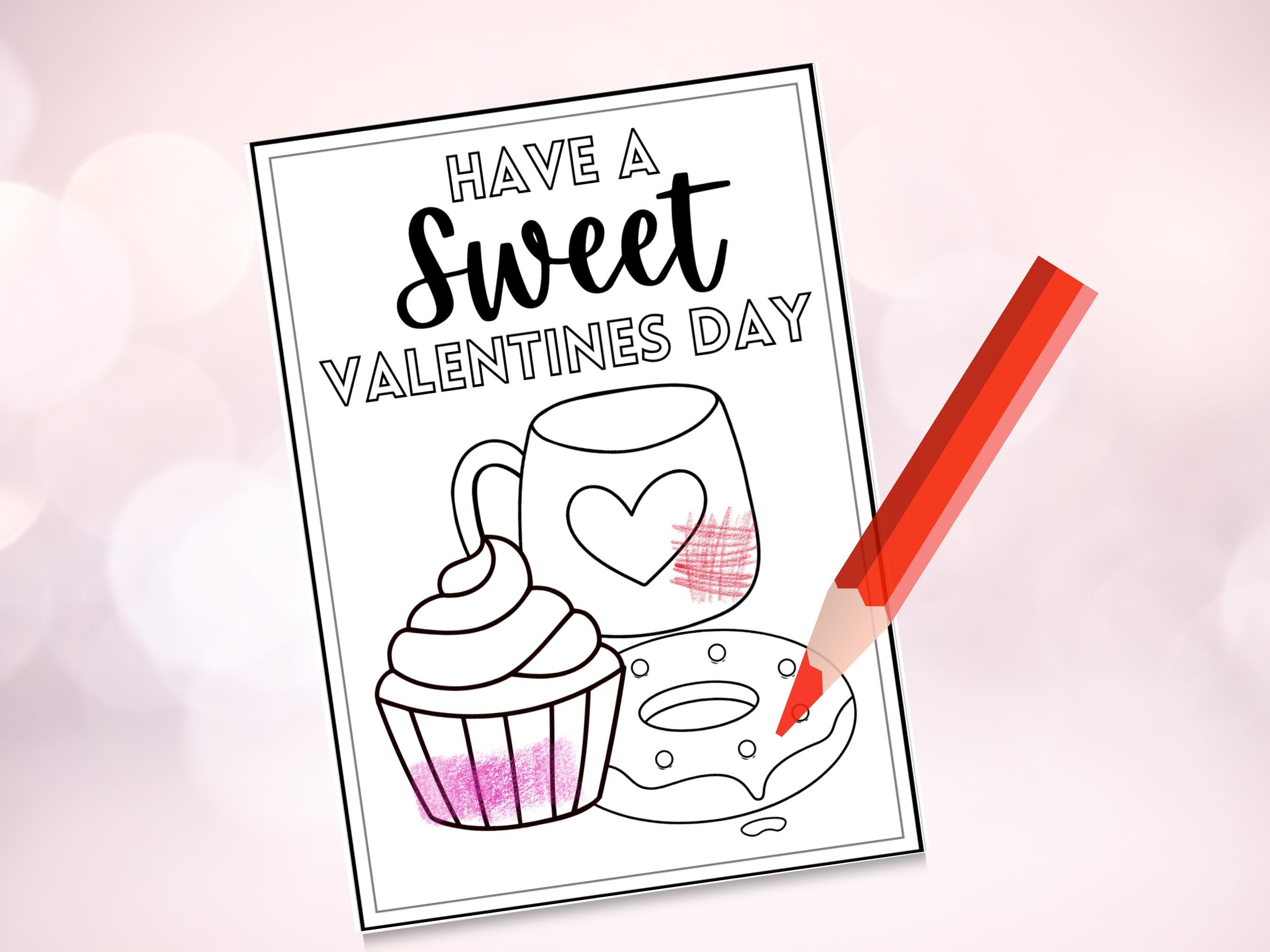 Kids Coloring Valentine's Card Bundle, Printable Valentines Crafts ...