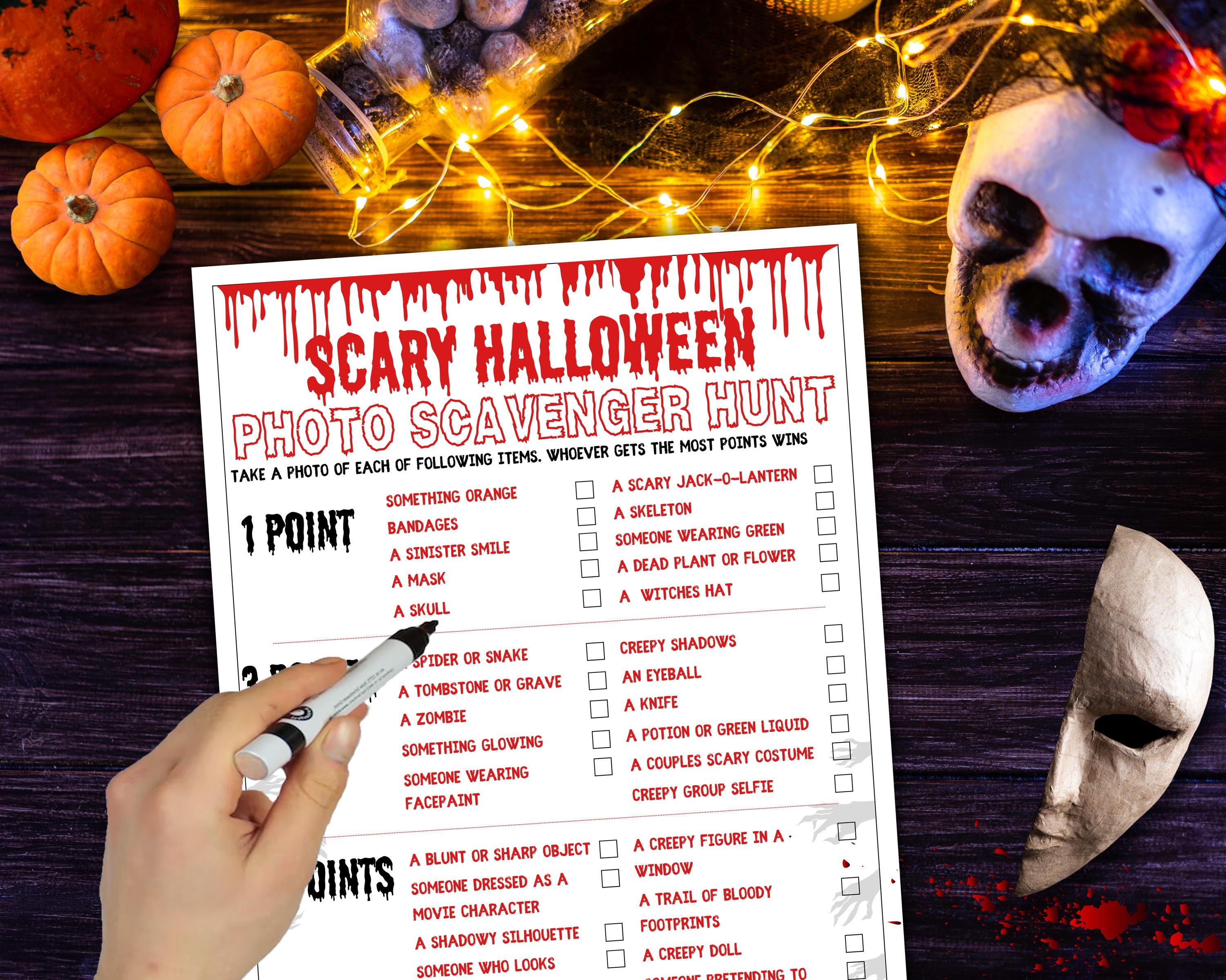 Scary Halloween Scavenger Hunt, Scary Halloween Games, Spooky Scavenger ...