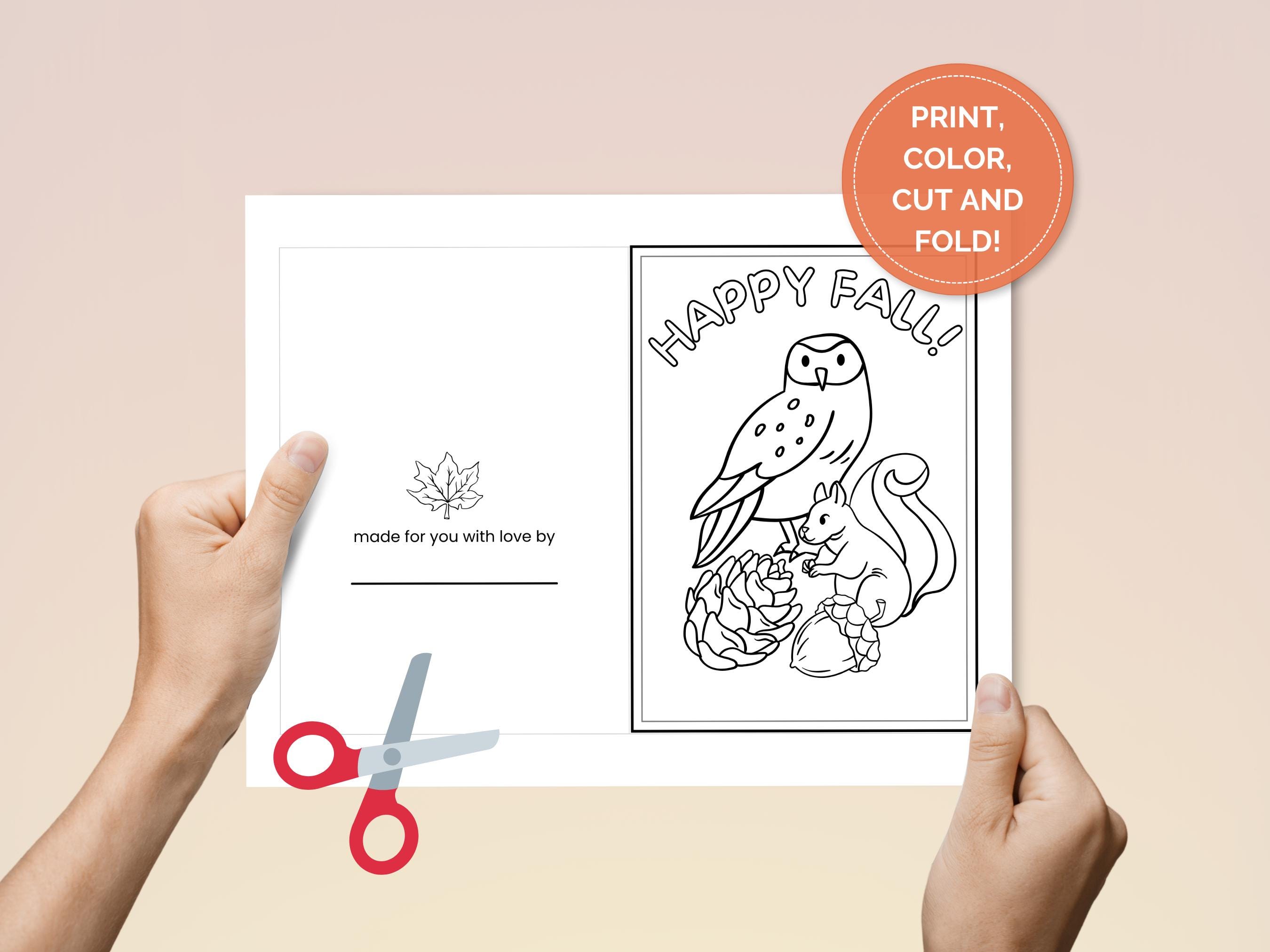 Thanksgiving Kids Coloring Cards, Kids Thanksgiving Craft Activity ...