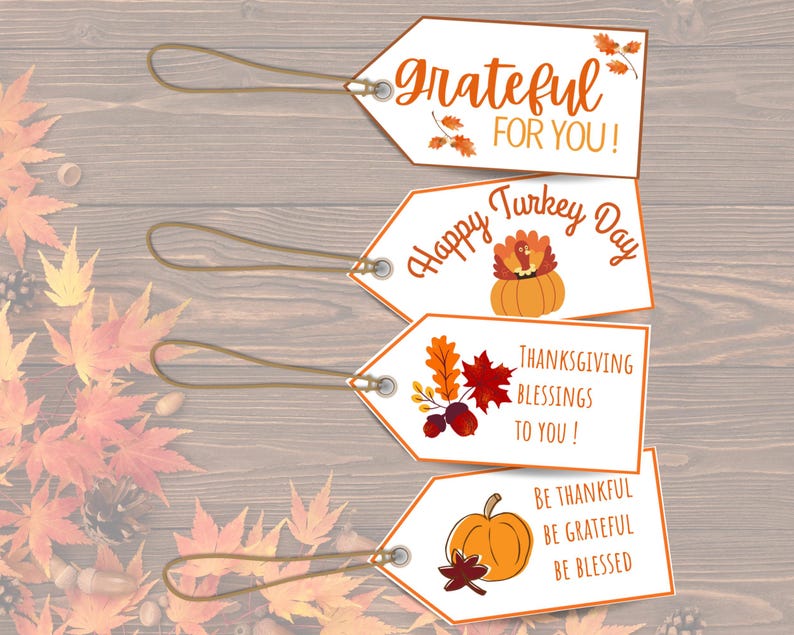 Thanksgiving Gift Tags, Thanksgiving Printable Tag, Thanksgiving Treat ...