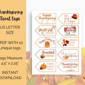 Thanksgiving Gift Tags, Thanksgiving Printable Tag, Thanksgiving Treat ...