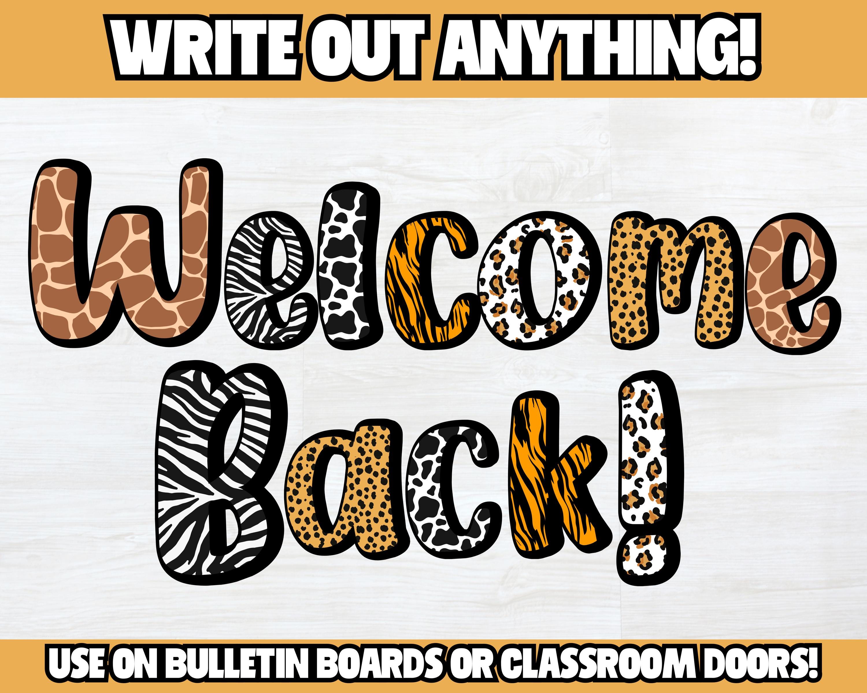 Animal Print Bulletin Board Letters, Safari Bulletin Lettering, Zoo ...