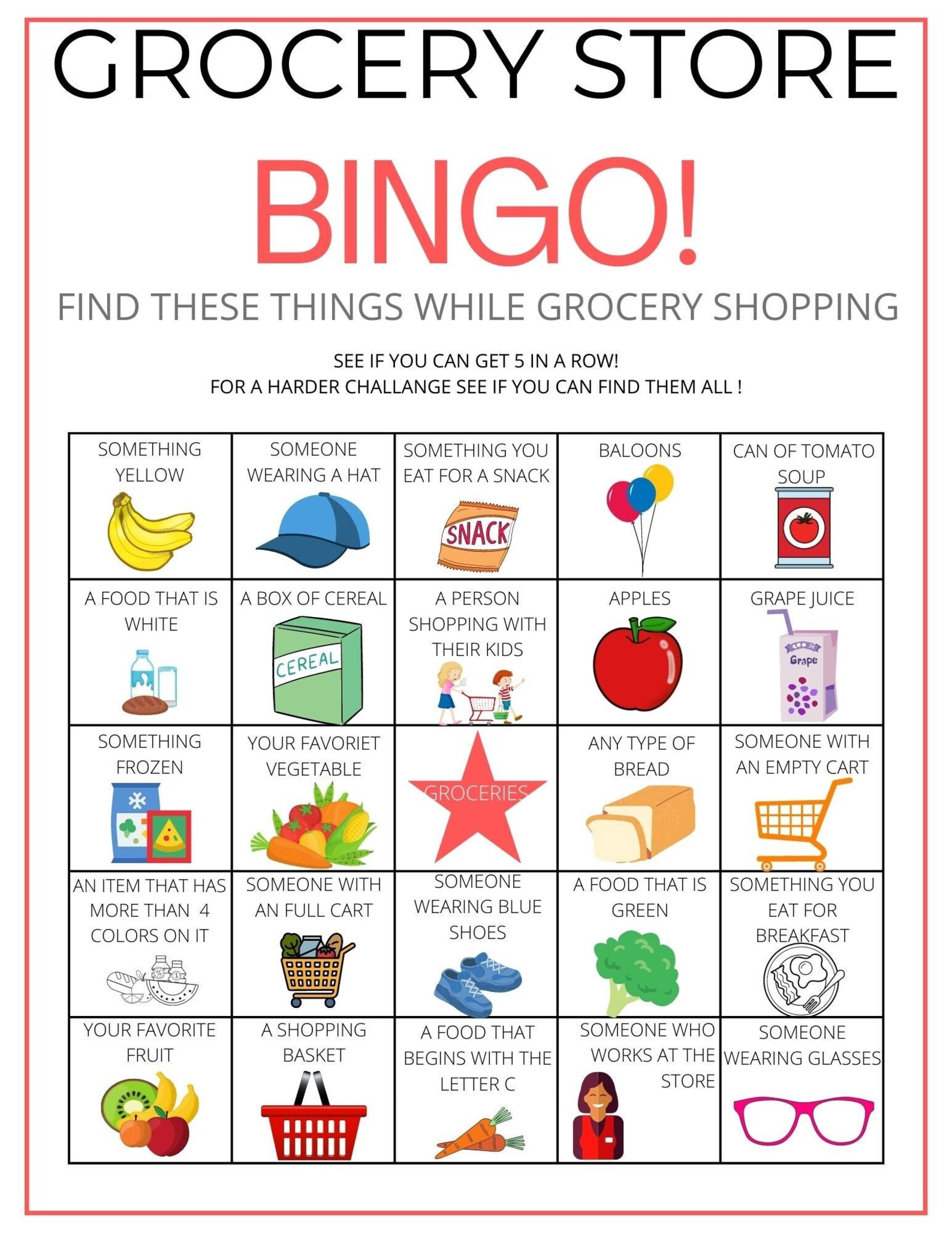 Kids Grocery Store Bingo Game - Etsy