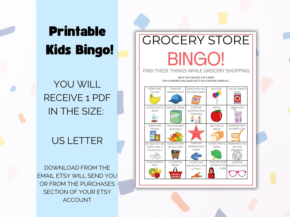 Kids Grocery Store Bingo Game, Kids Printable Game, Kids Bingo Game ...