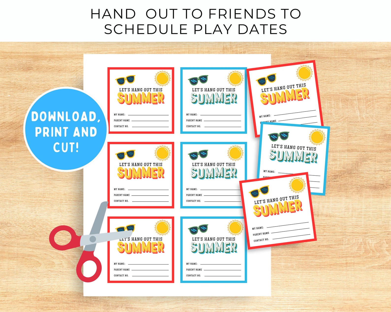 Kids Playdate Cards, Parent Contact Cards, Kids Business Cards, Keep in ...