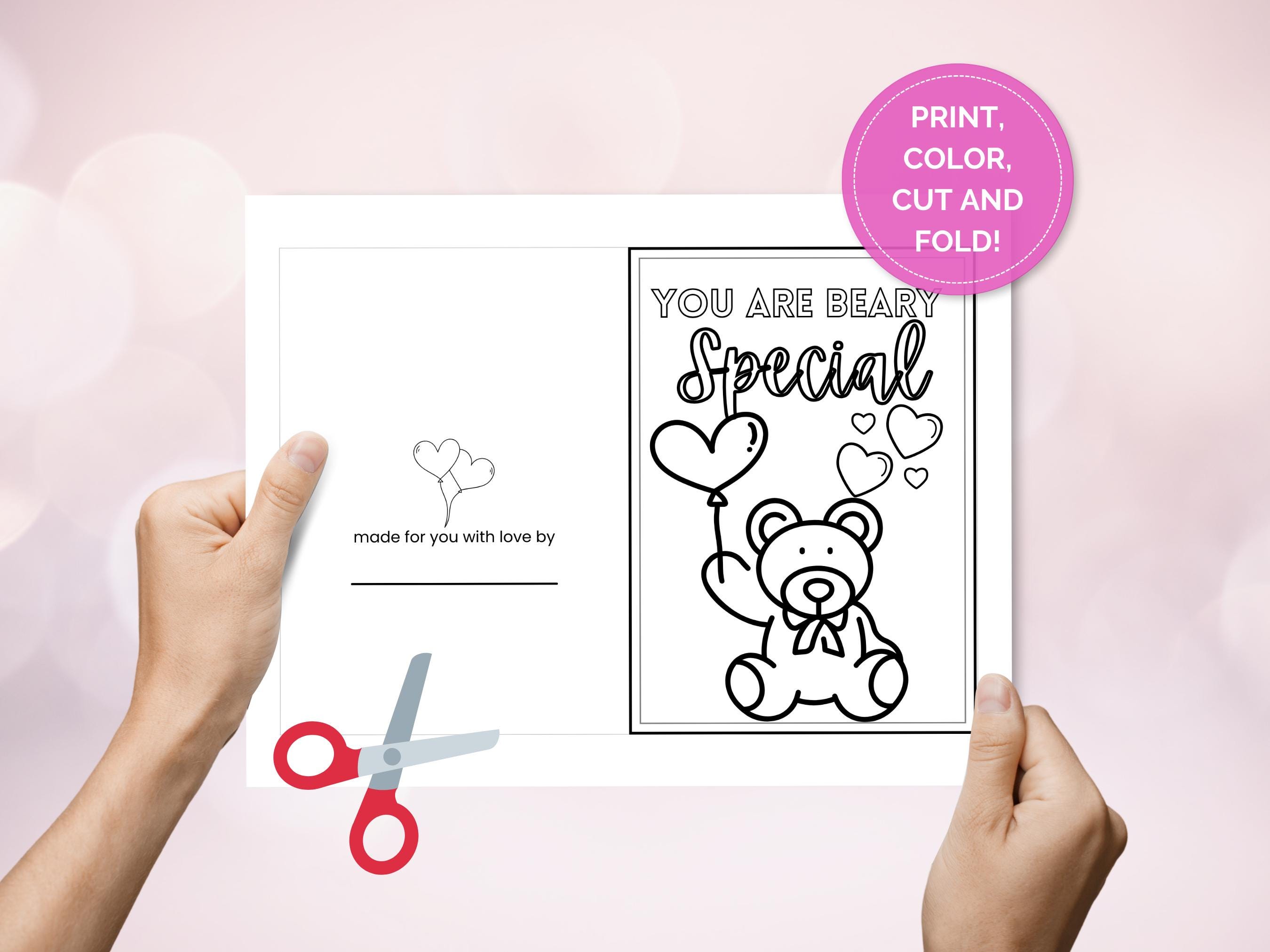 Kids Coloring Valentine's Card Bundle, Printable Valentines Crafts ...