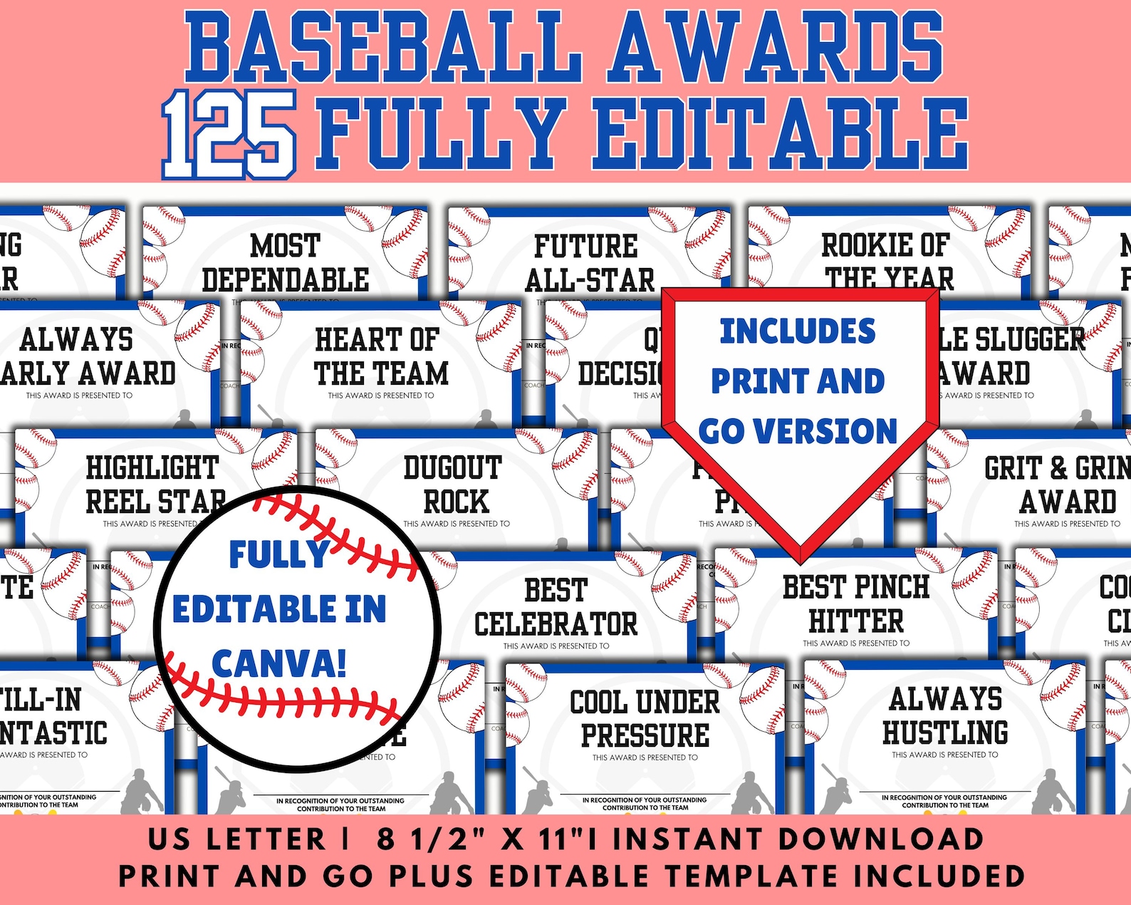 Editable Baseball Awards, Funny Baseball Awards, End of Season Award ...