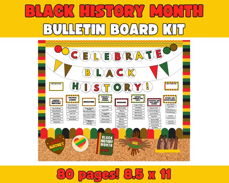 Black History Month Bulletin Board Kit, African American Bulletin Board ...