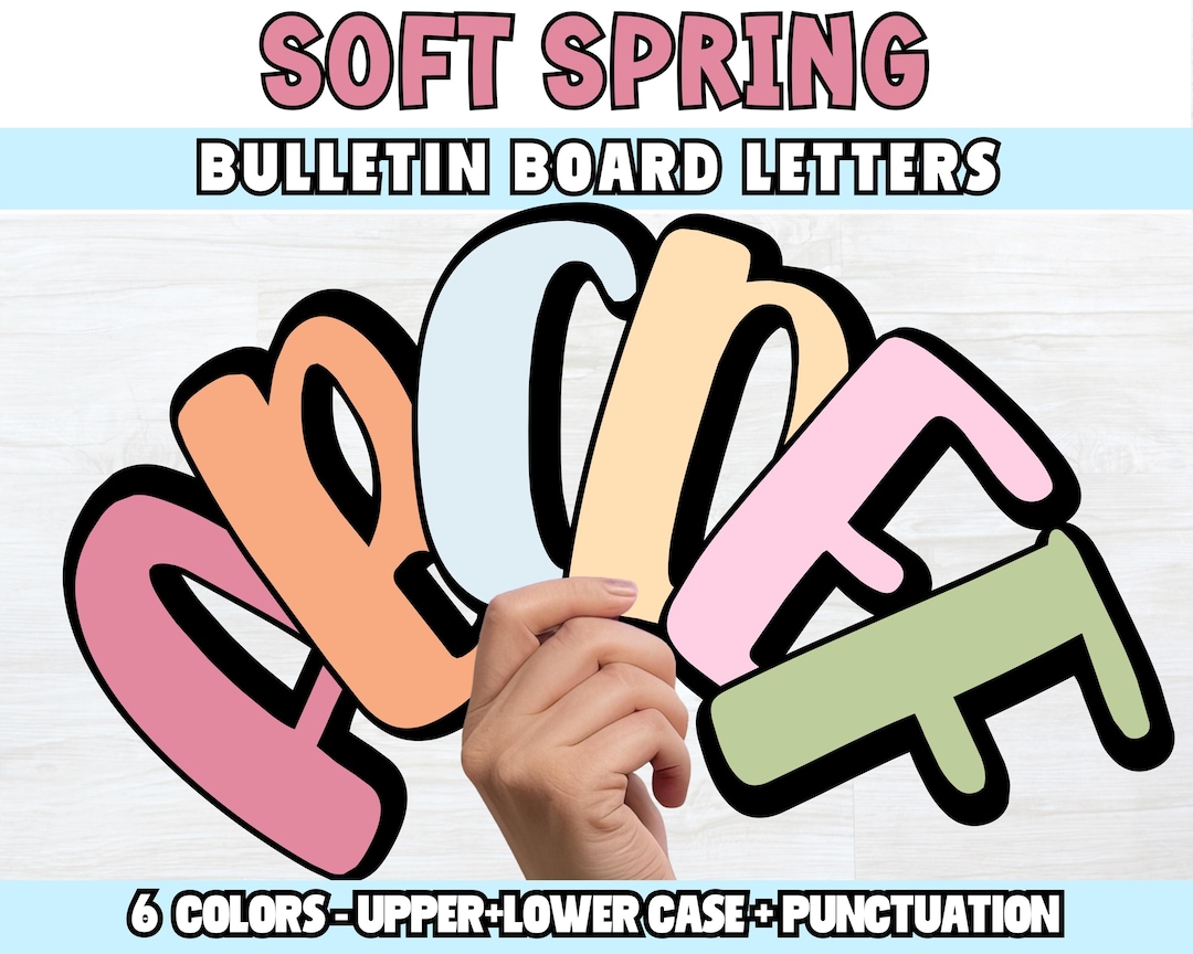 Soft Spring Colors Bulletin Board Letters, Pastel Colors Bulletin ...
