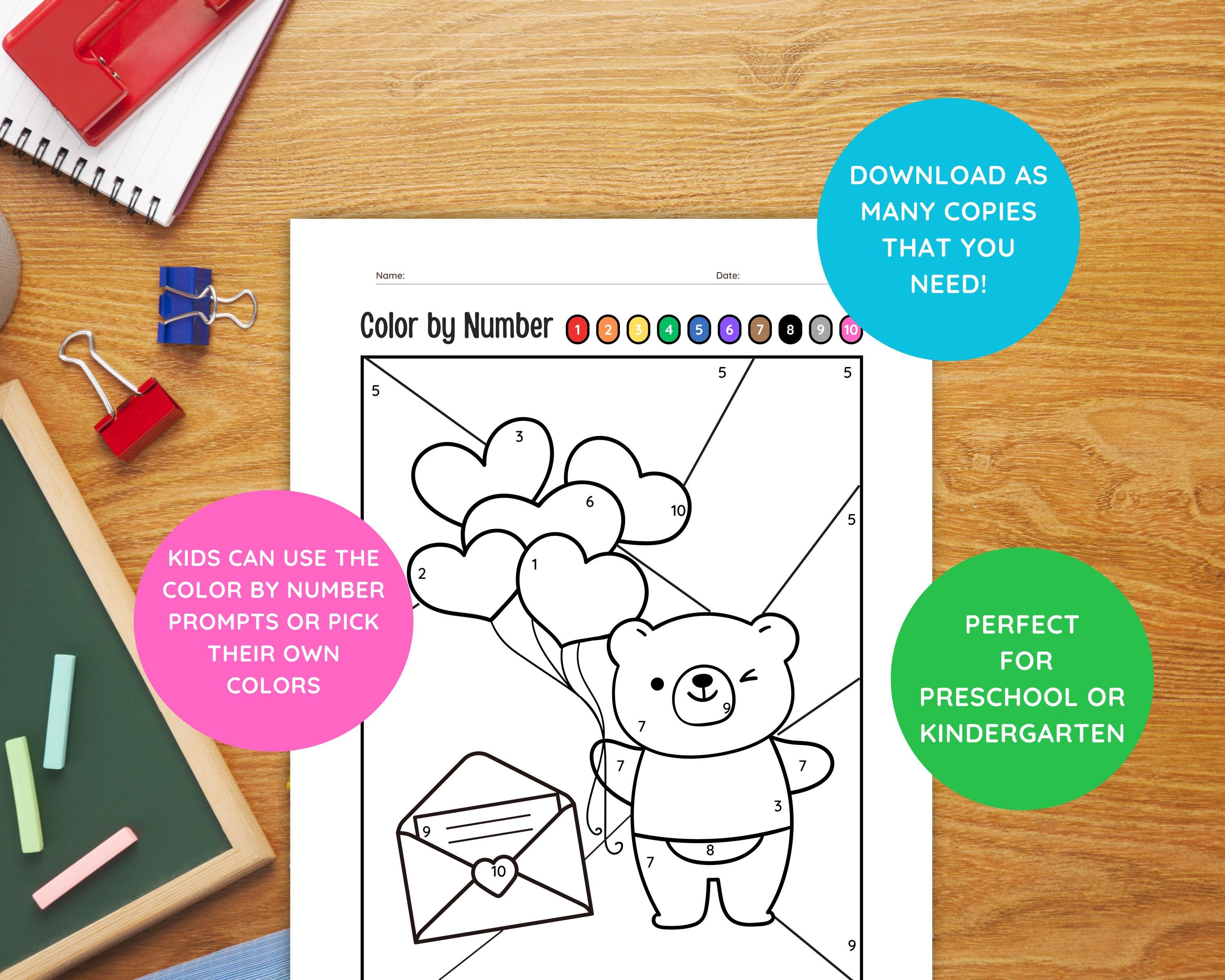 Valentines Day Color by Number, Kids Valentines Day Coloring Pages ...