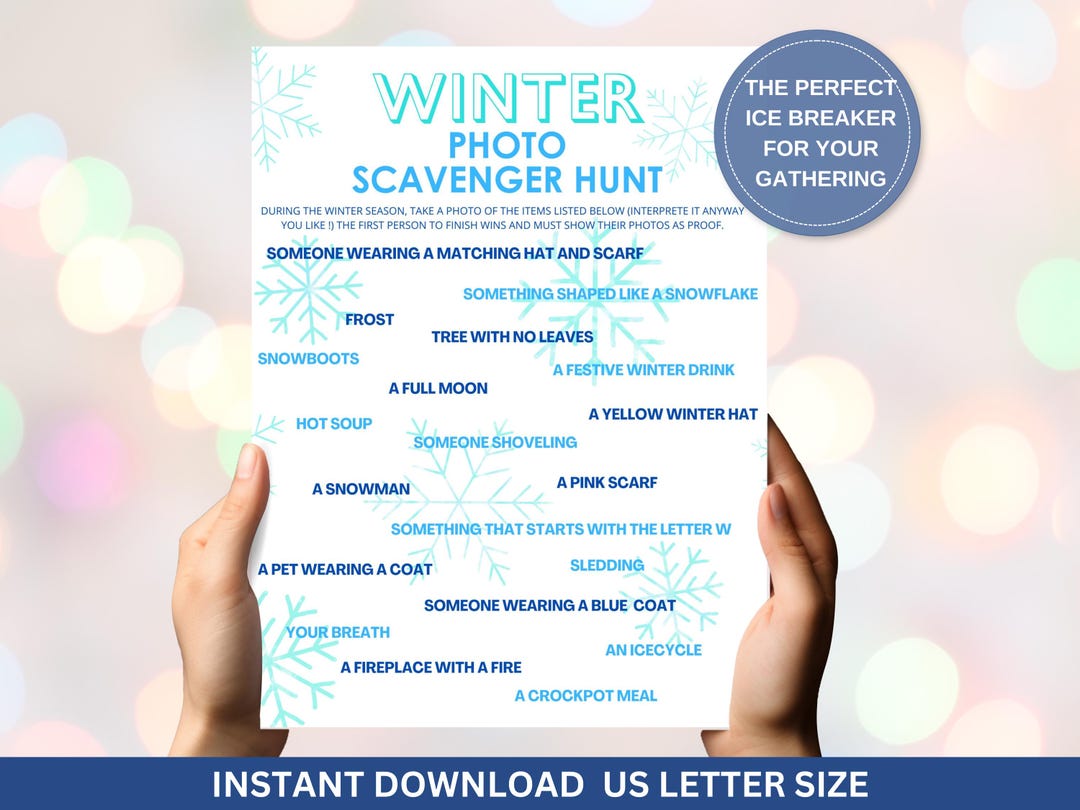 Winter Photo Scavenger Hunt, Family Winter Activity, Photo Scavenger ...
