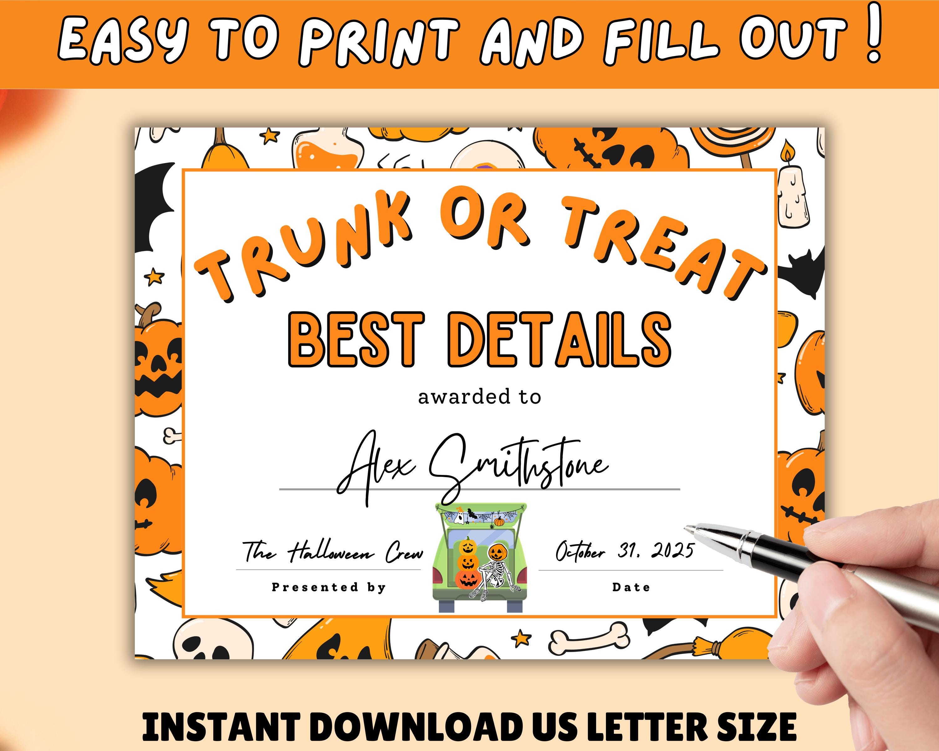 Trunk or Treat Kit, Trunk or Treat Awards, Trunk or Treat Voting Cards ...