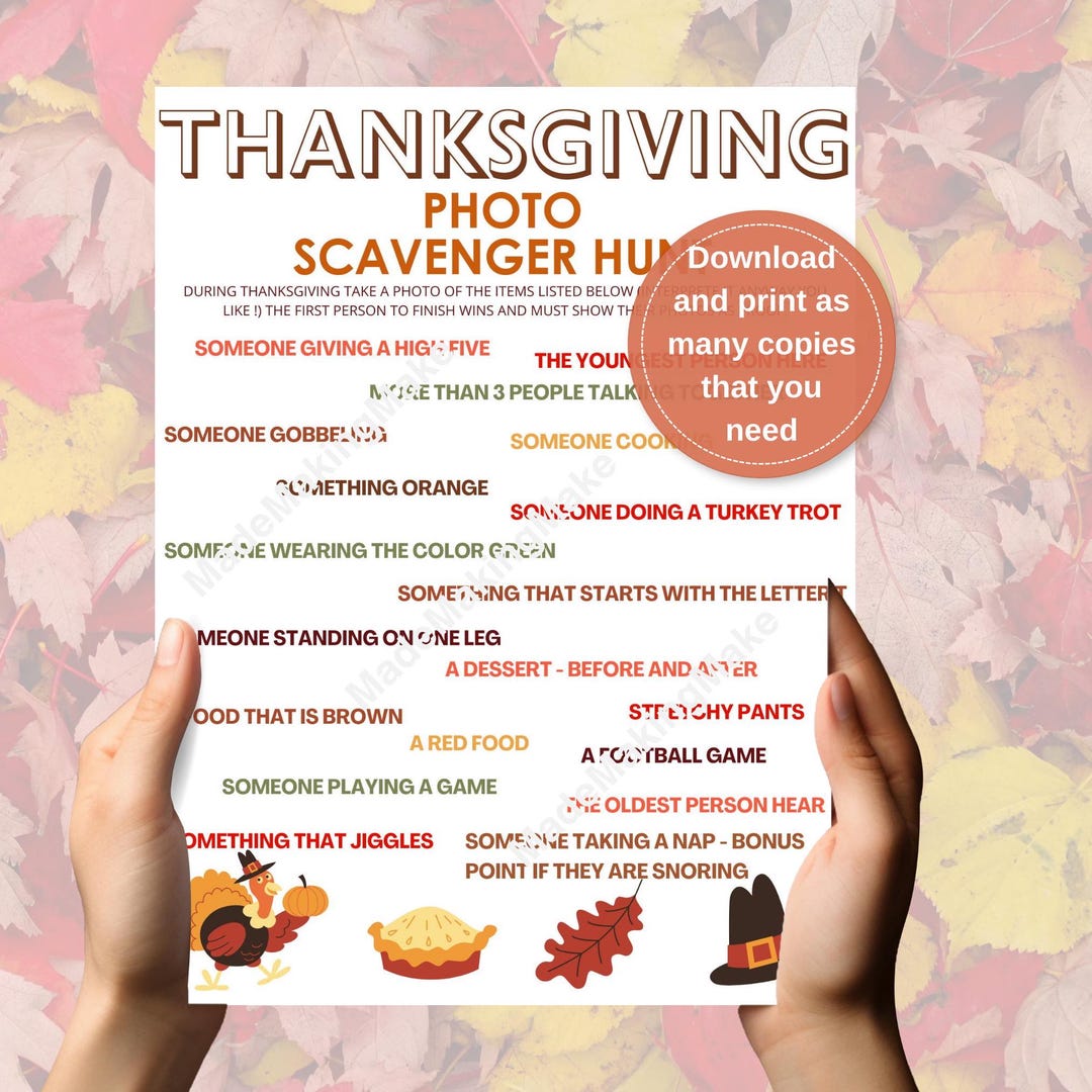 Thanksgiving Scavenger Hunt, Printable Friendsgiving Game, Thanksgiving ...