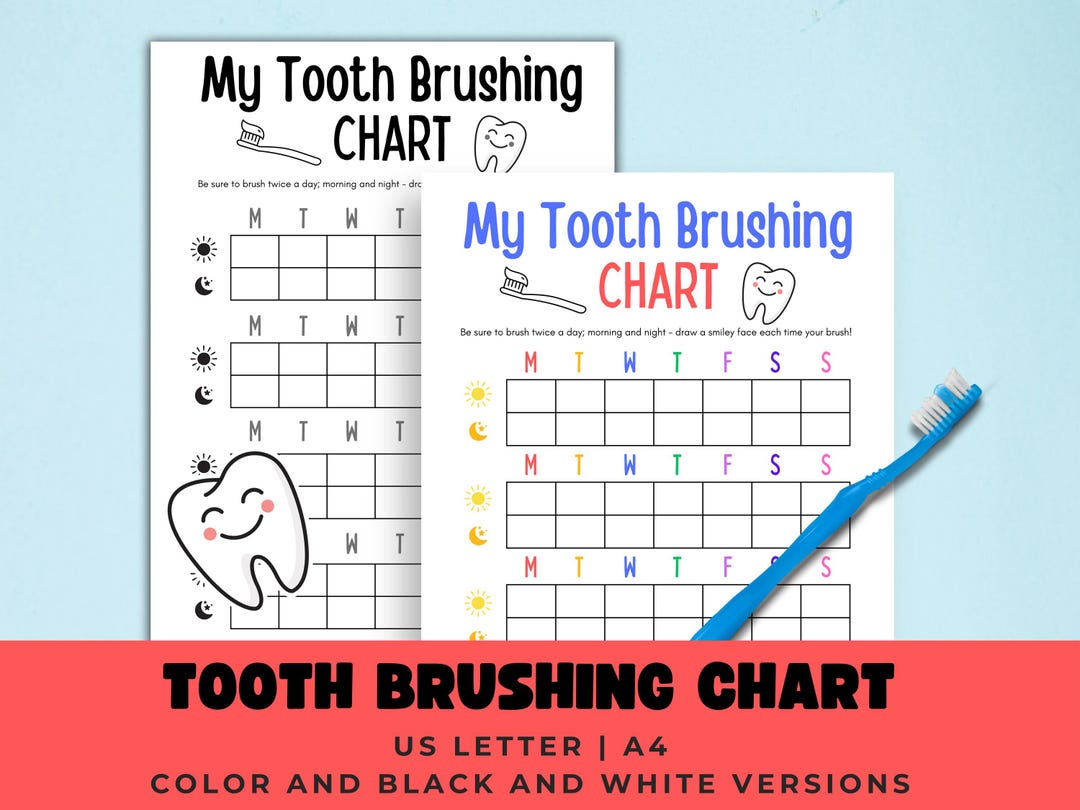Tooth Brushing Chart, Printable Teeth Brushing Calendar, Kid Tooth ...