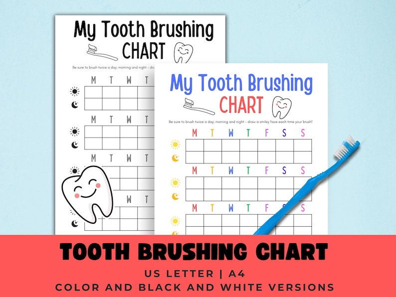 Tooth Brushing Chart, Printable Teeth Brushing Calendar, Kid Tooth ...