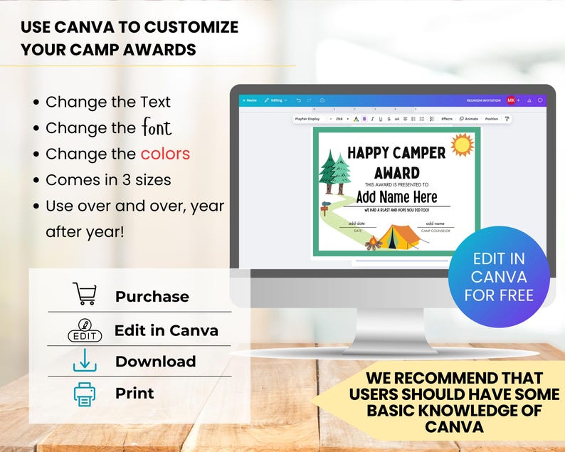 Editable Camp Awards, Funny Camp Awards, Summer Camp Awards, Camp ...